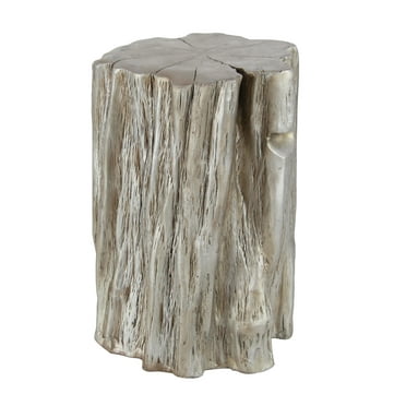 HOMCOM Small Garden Accent Stool, Tree Stump Round Side Table, Concrete ...