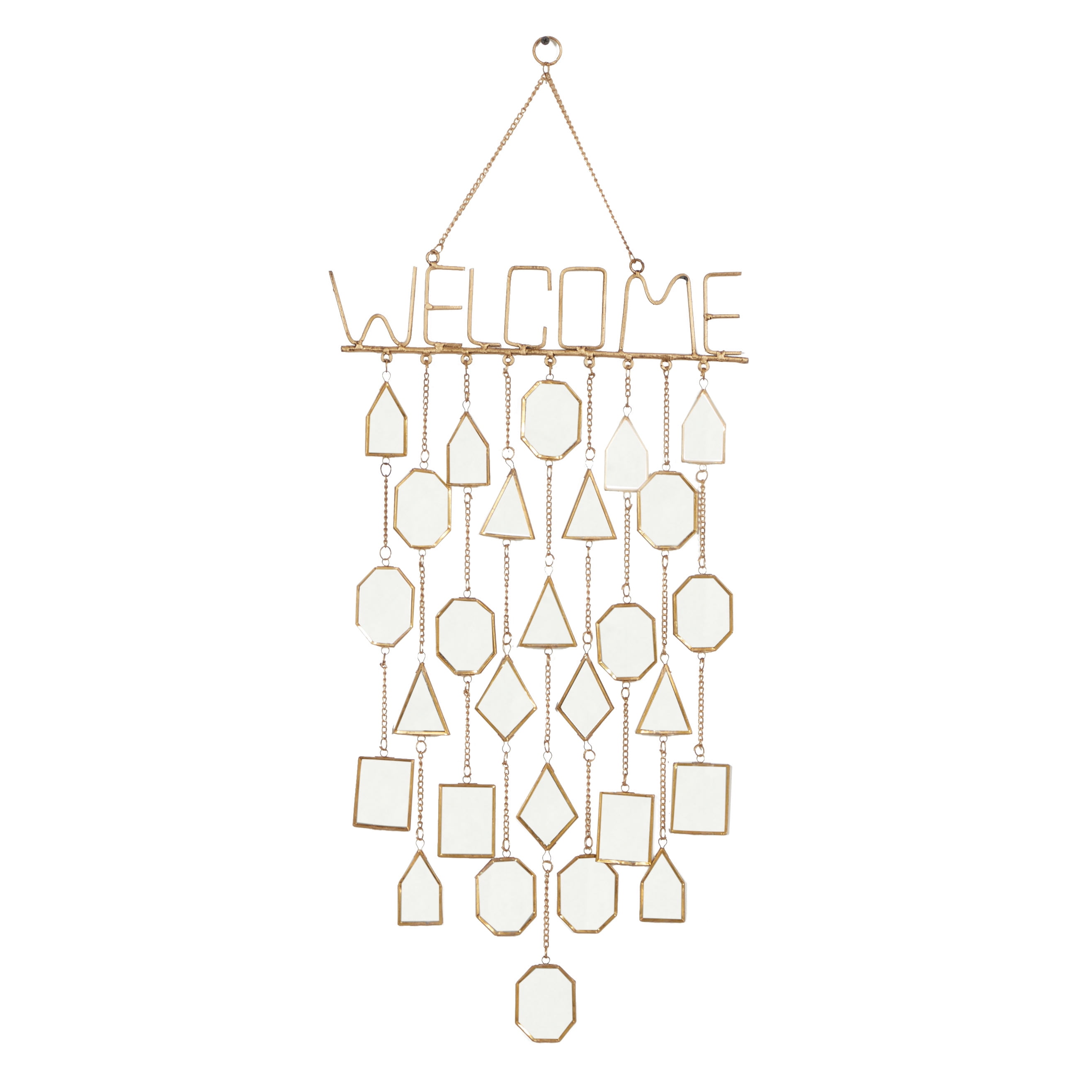 DecMode Eclectic Metal White "Welcome" Windchime with Reflective ...