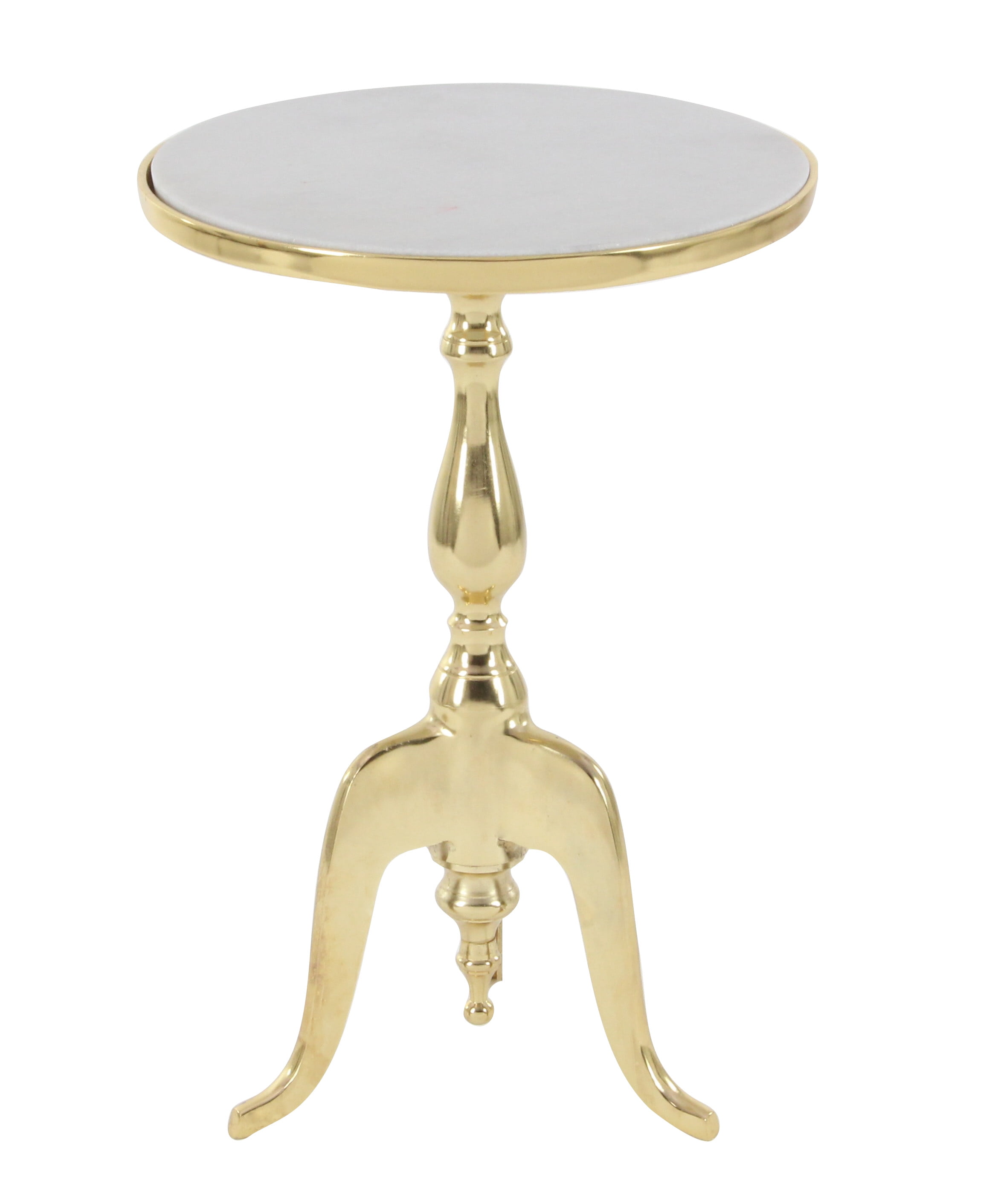 DecMode Elegant Gold Traditional Accent Table with Marble Top and ...