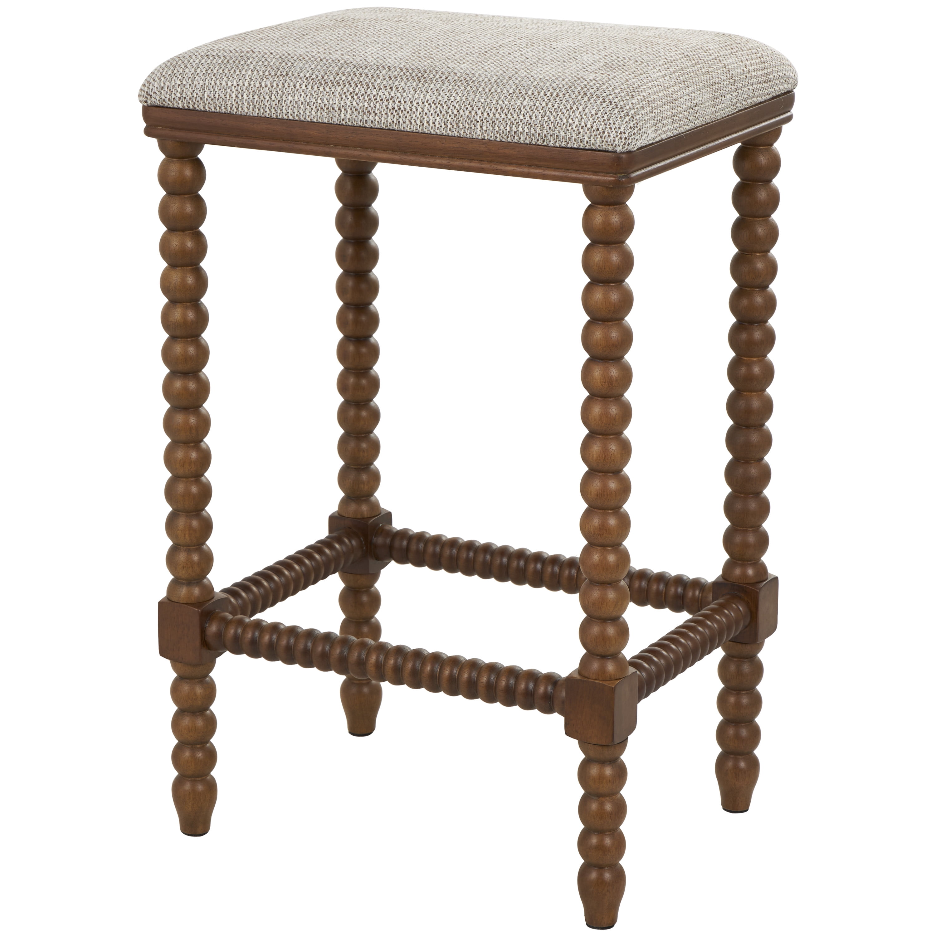 DecMode Fabric Counter Stool - Wood Legs - Beige Cushion - Walmart.com