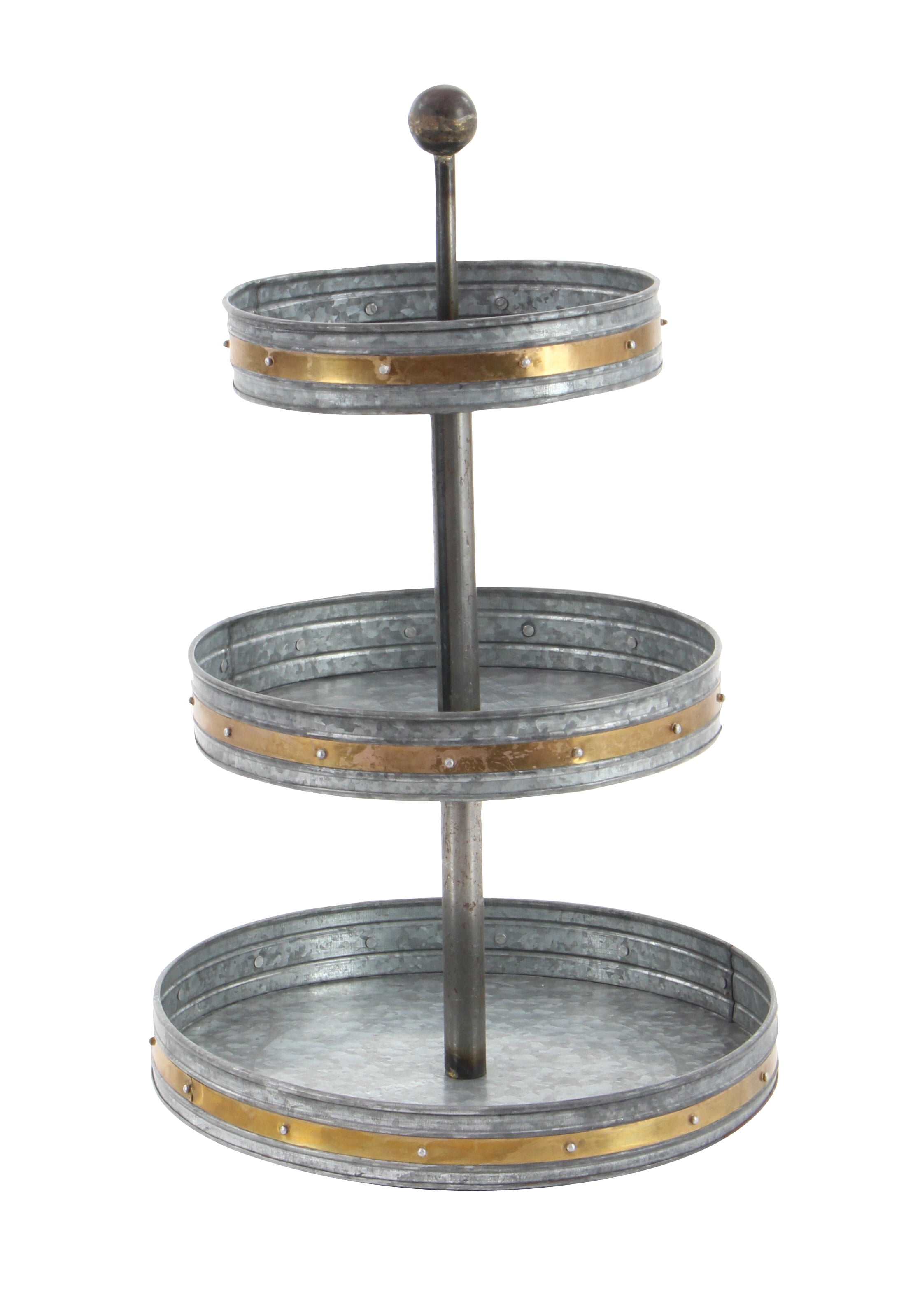 DecMode Farmhouse 24 x 15 inch Three-Tiered Galvanized Metal Tray ...