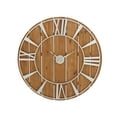 DecMode Farmhouse 36 inch slat style cypress wood and iron wall clock ...