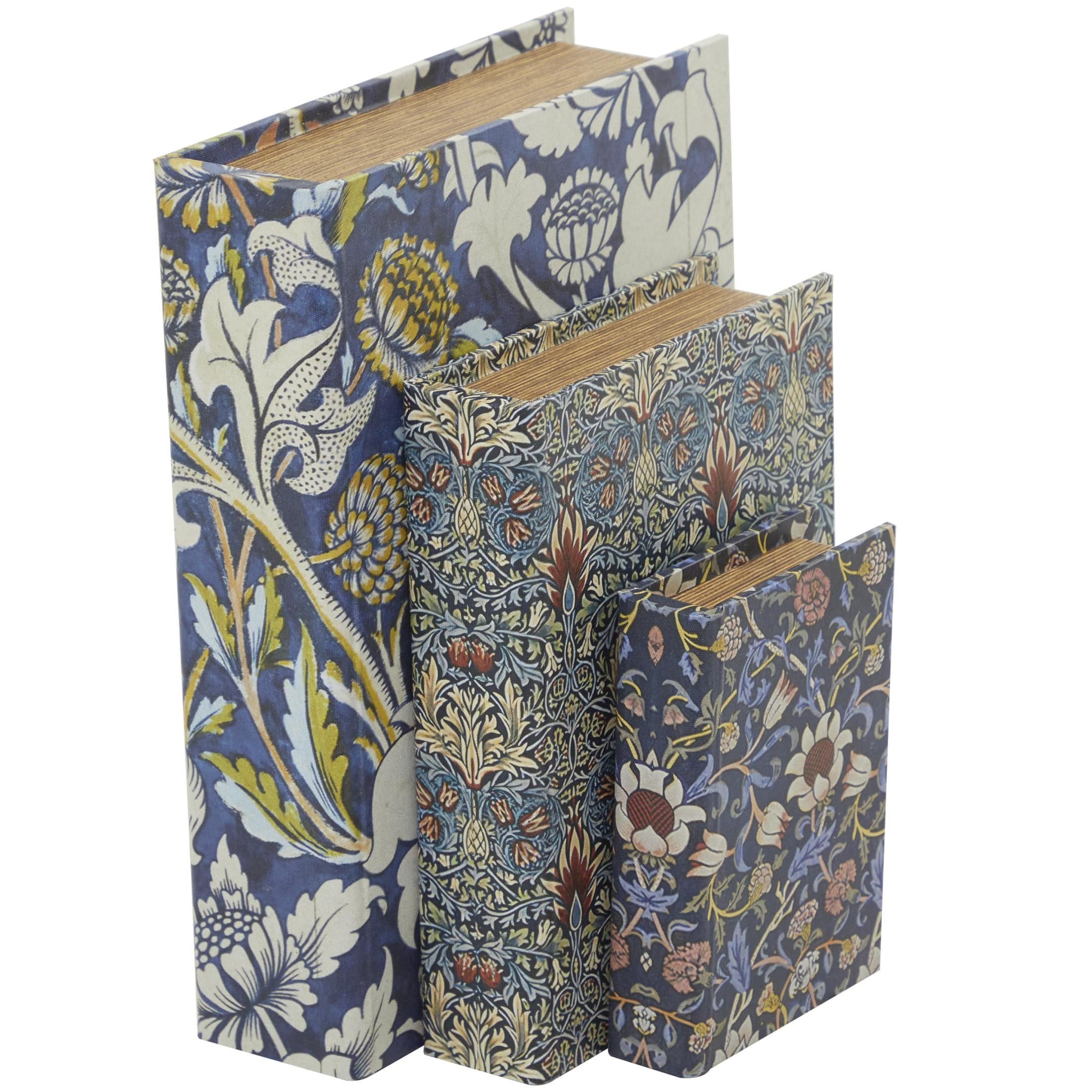 DecMode Faux Book Blue Canvas Decorative Box Set - Walmart.com