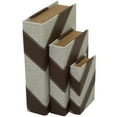DecMode Faux Book Dark Brown Faux Leather Storage Boxes with Chevron ...