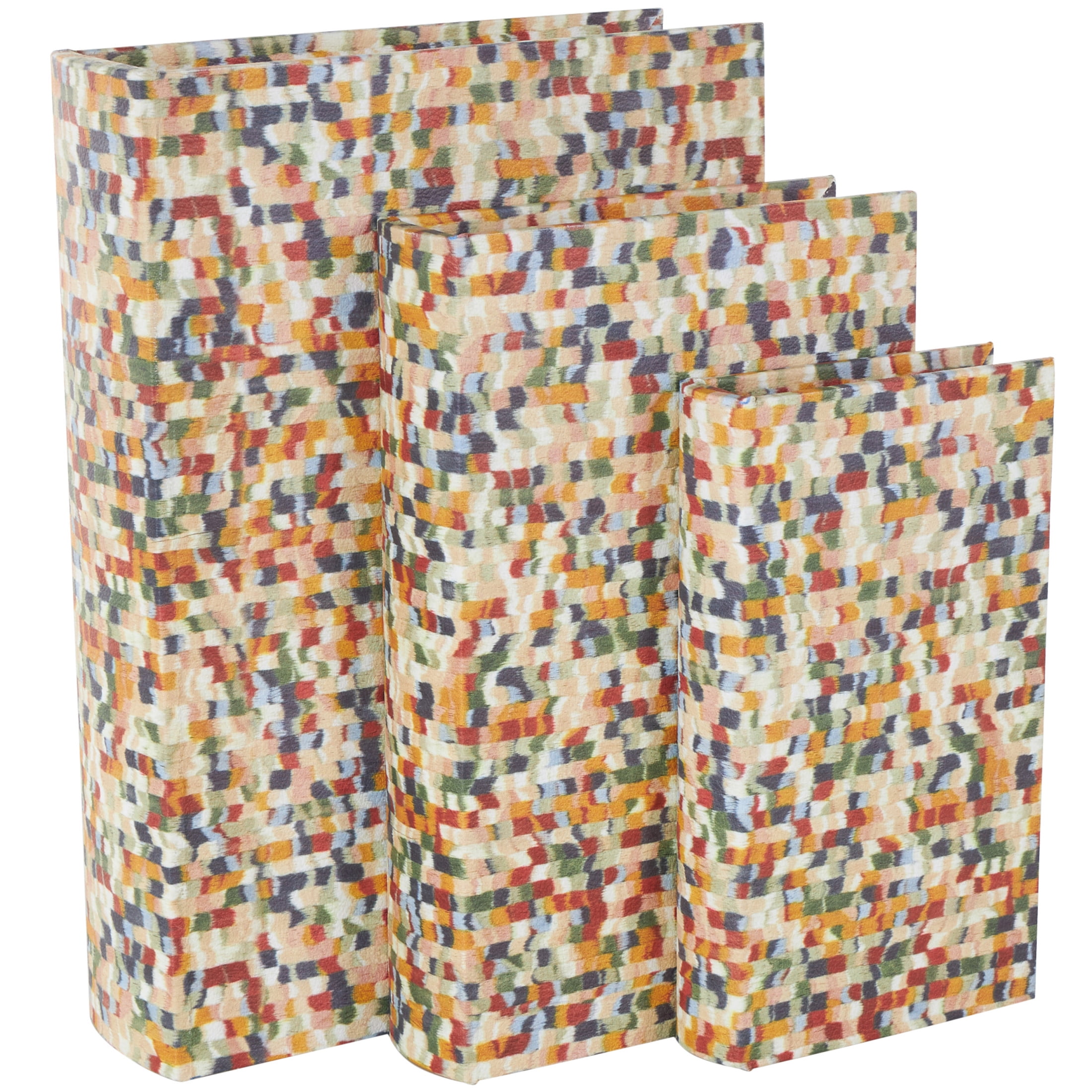 DecMode Faux Book Storage Decorative Box Set with Geometric Patterns, 3 ...