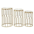 DecMode Glam Metal Round Nested Accent Table with Gold Finish and Glass ...