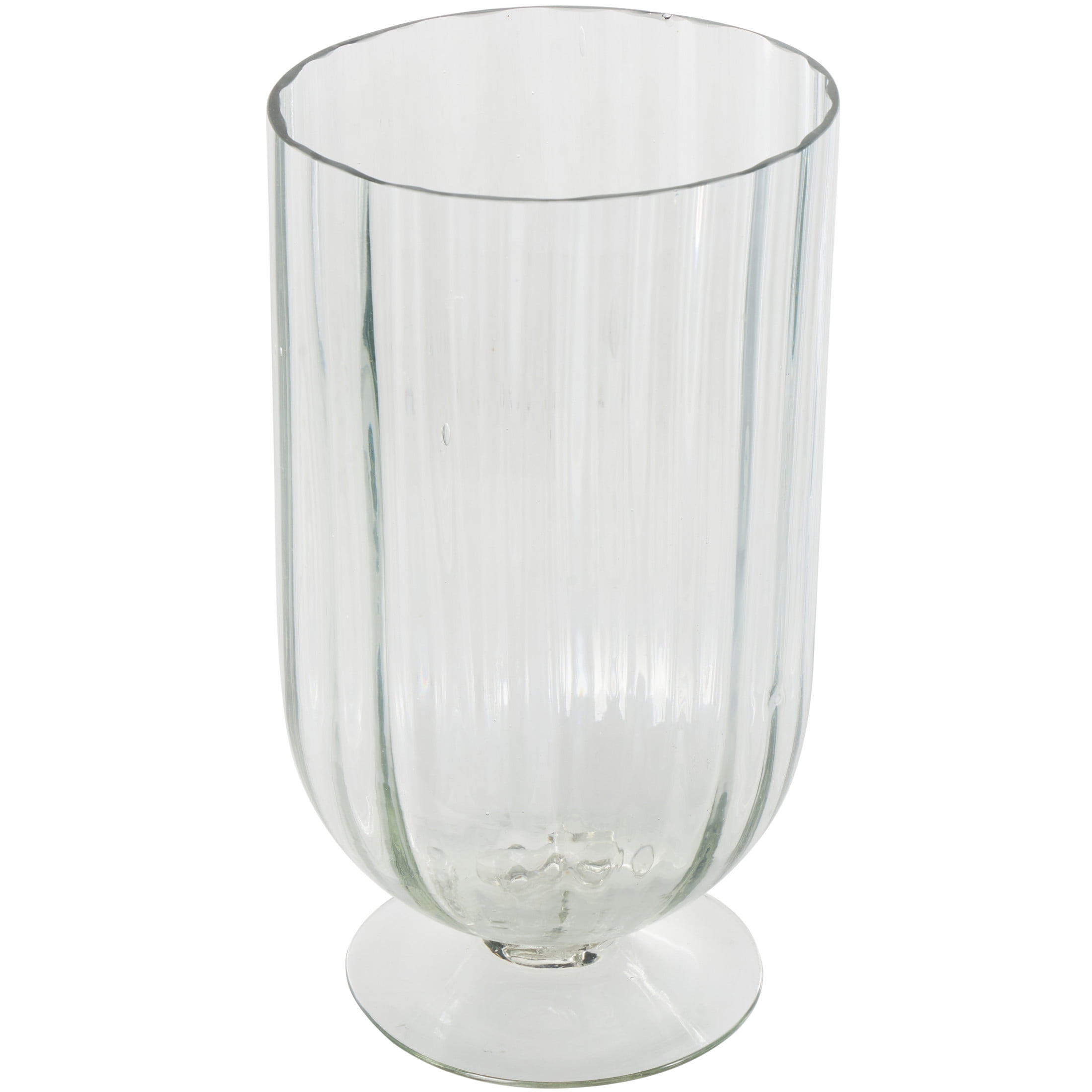 DecMode Glass Ribbed Fluted Candle Holder with Elevated Base - Walmart.com