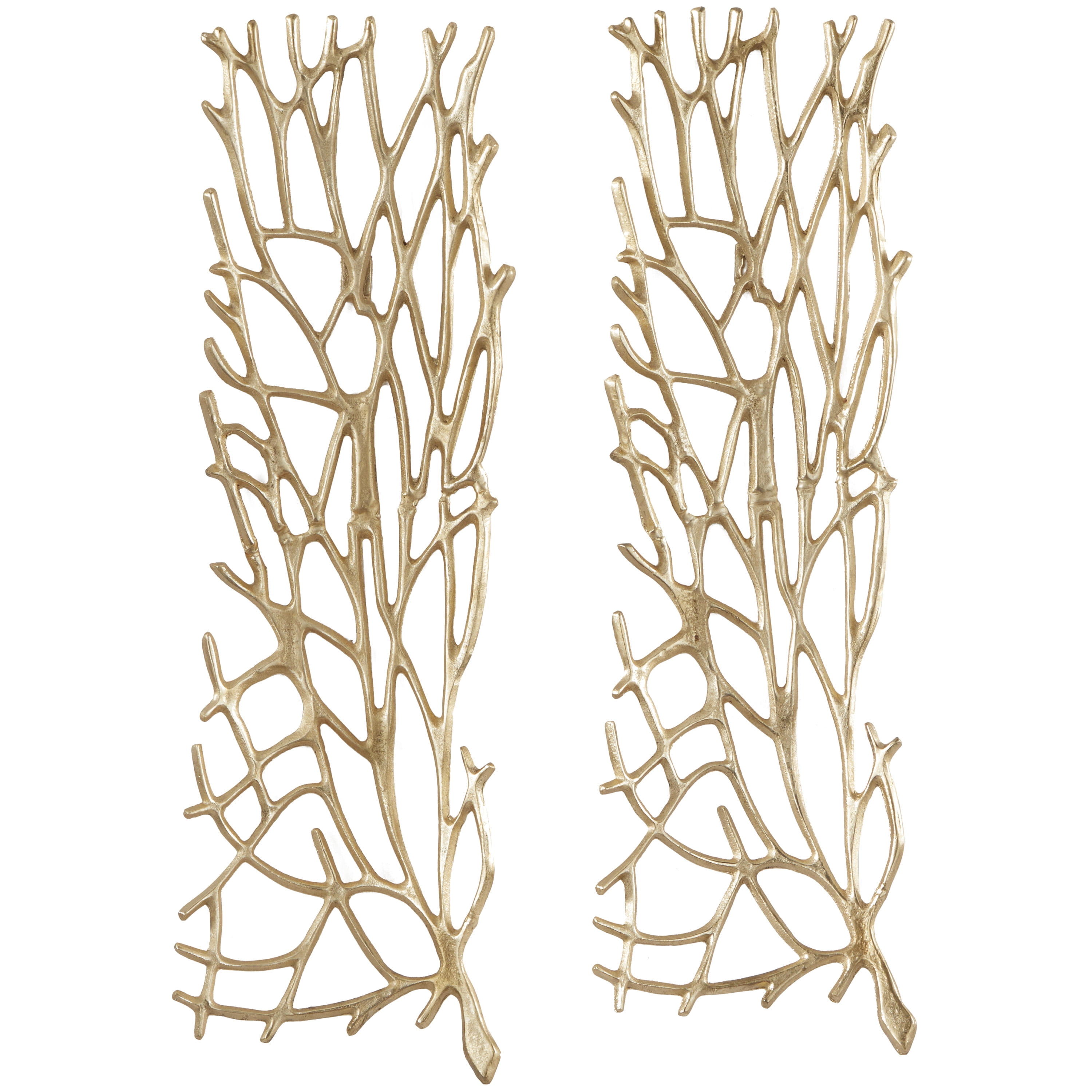 DecMode Gold Aluminum Inspired Coral Wall Decor (2 Count) - Walmart.com