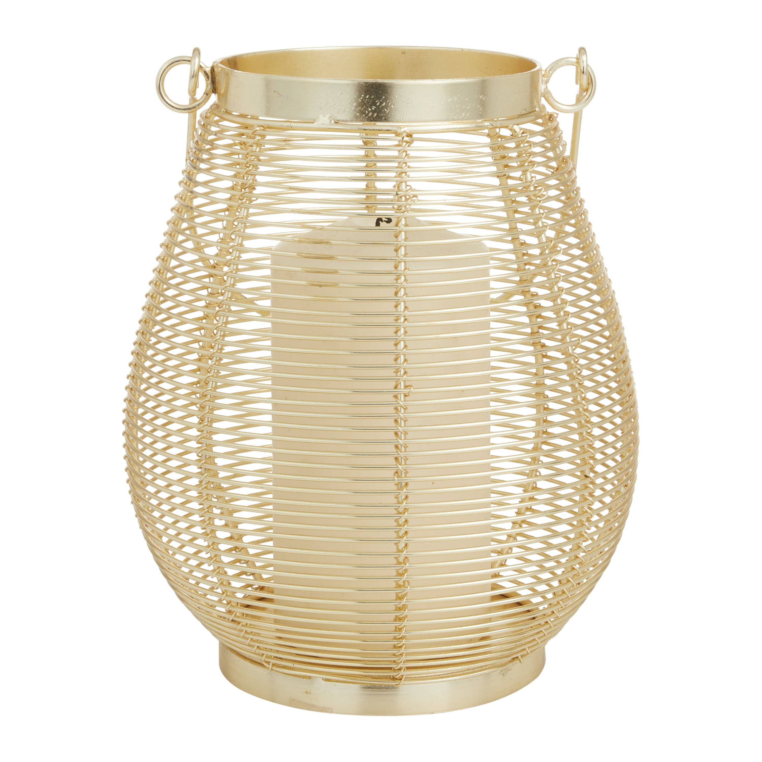 DecMode Gold Metal Decorative Candle Lantern with Thin Metal Handle ...