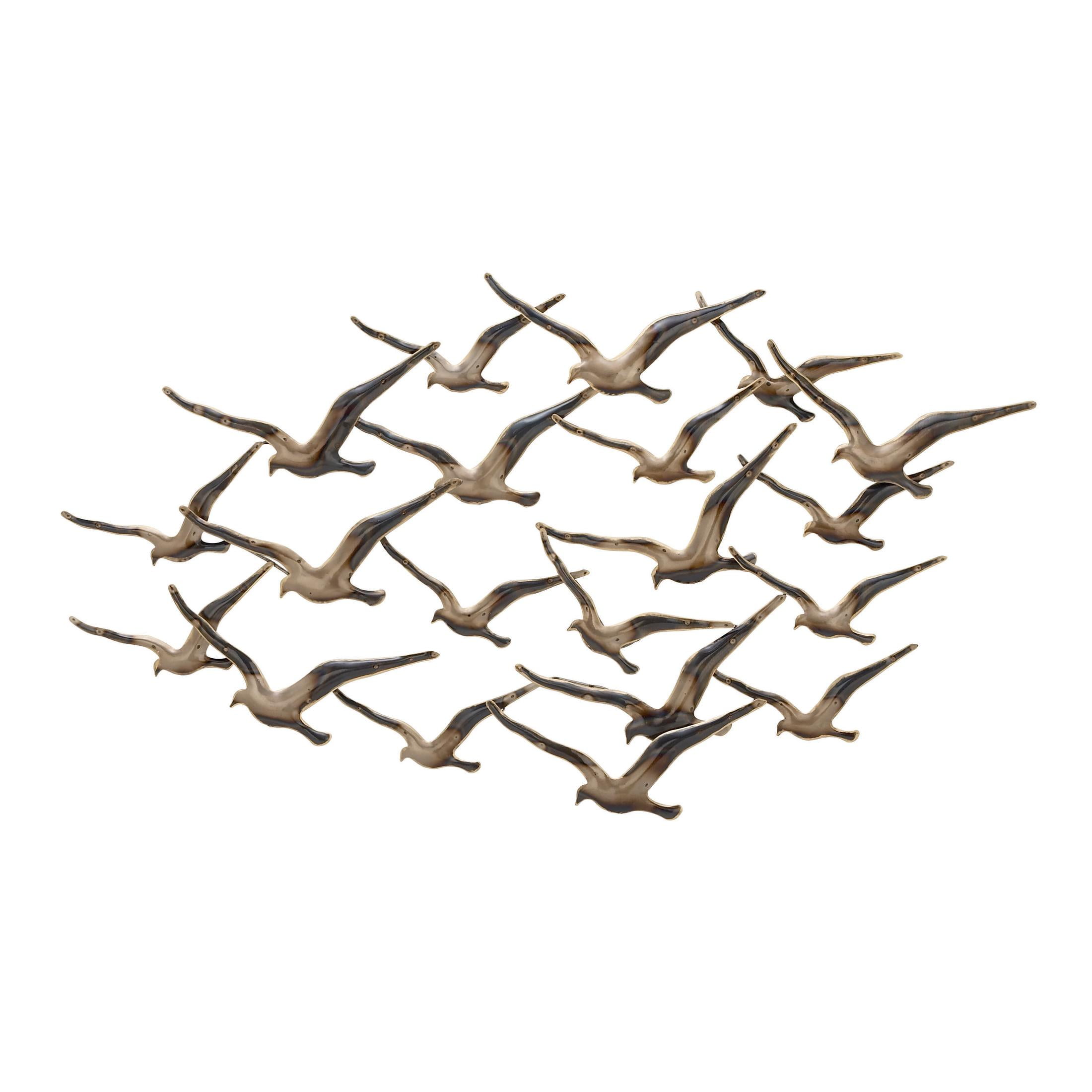DecMode Bronze Metal Flying Flock Bird Wall Decor - Walmart.com