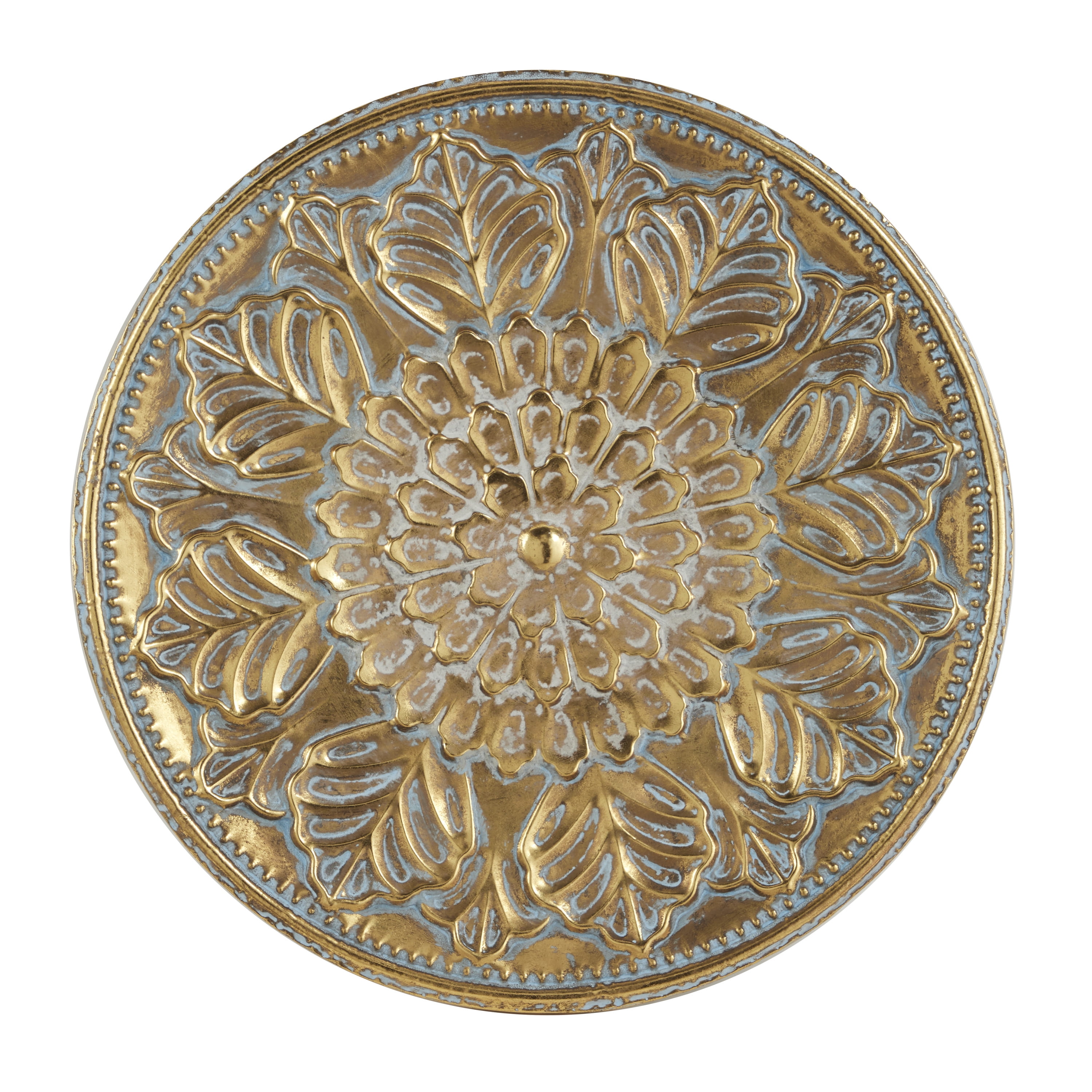 DecMode Gold Metal Plate Wall Decor with Embossed Details - Walmart.com