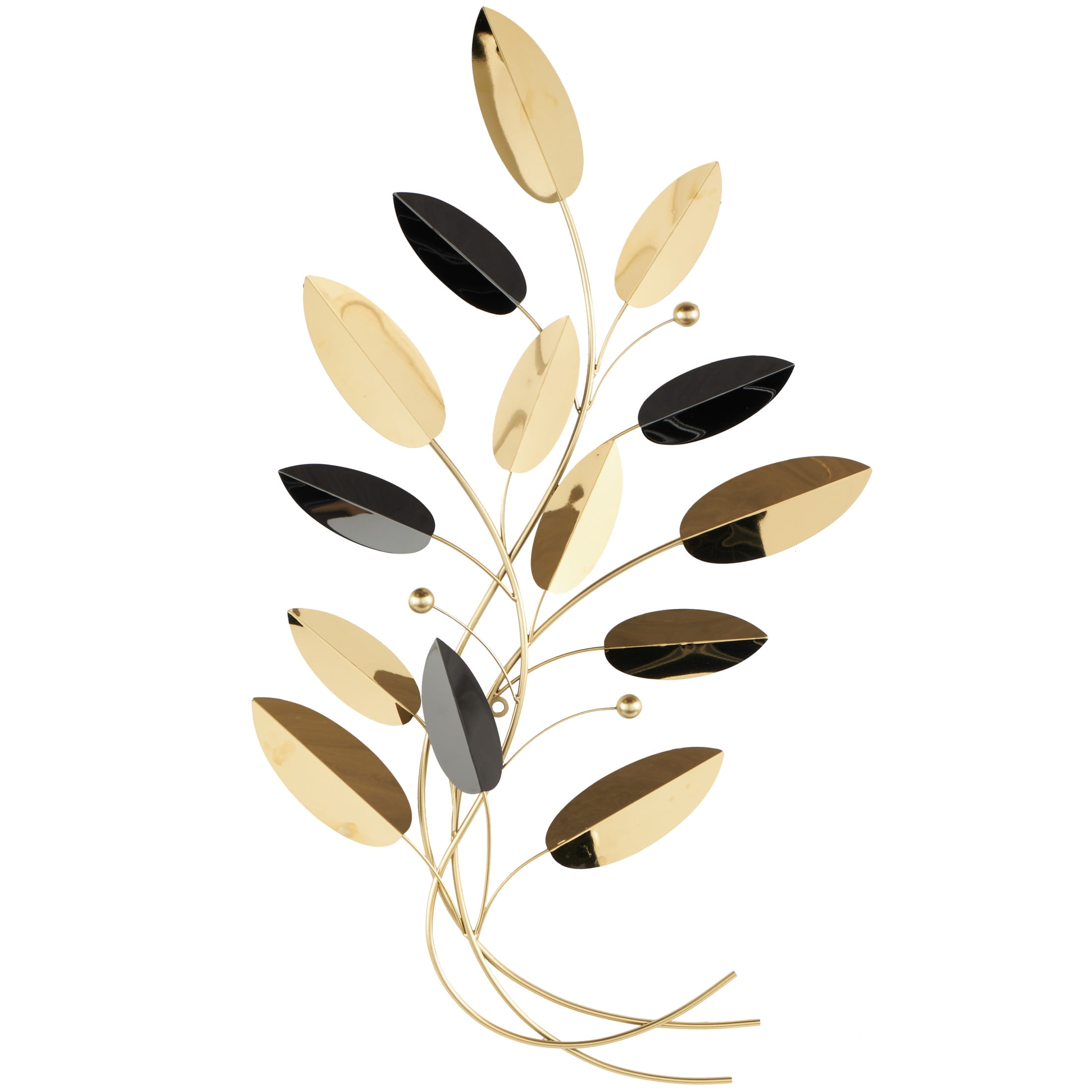DecMode Gold Stainless Steel Metal Layered Leaf Wall Decor with Black ...
