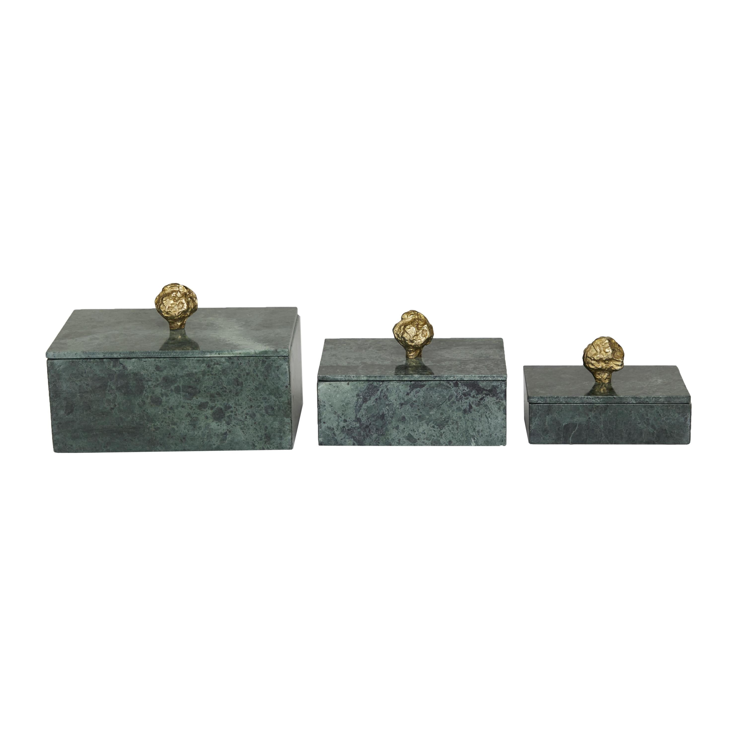 DecMode Green Marble Decorative Box with Gold Final, 3 Count - Walmart.com