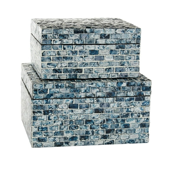 Free Shipping! DecMode Handmade Blue Wood Decorative Storage Box with ...