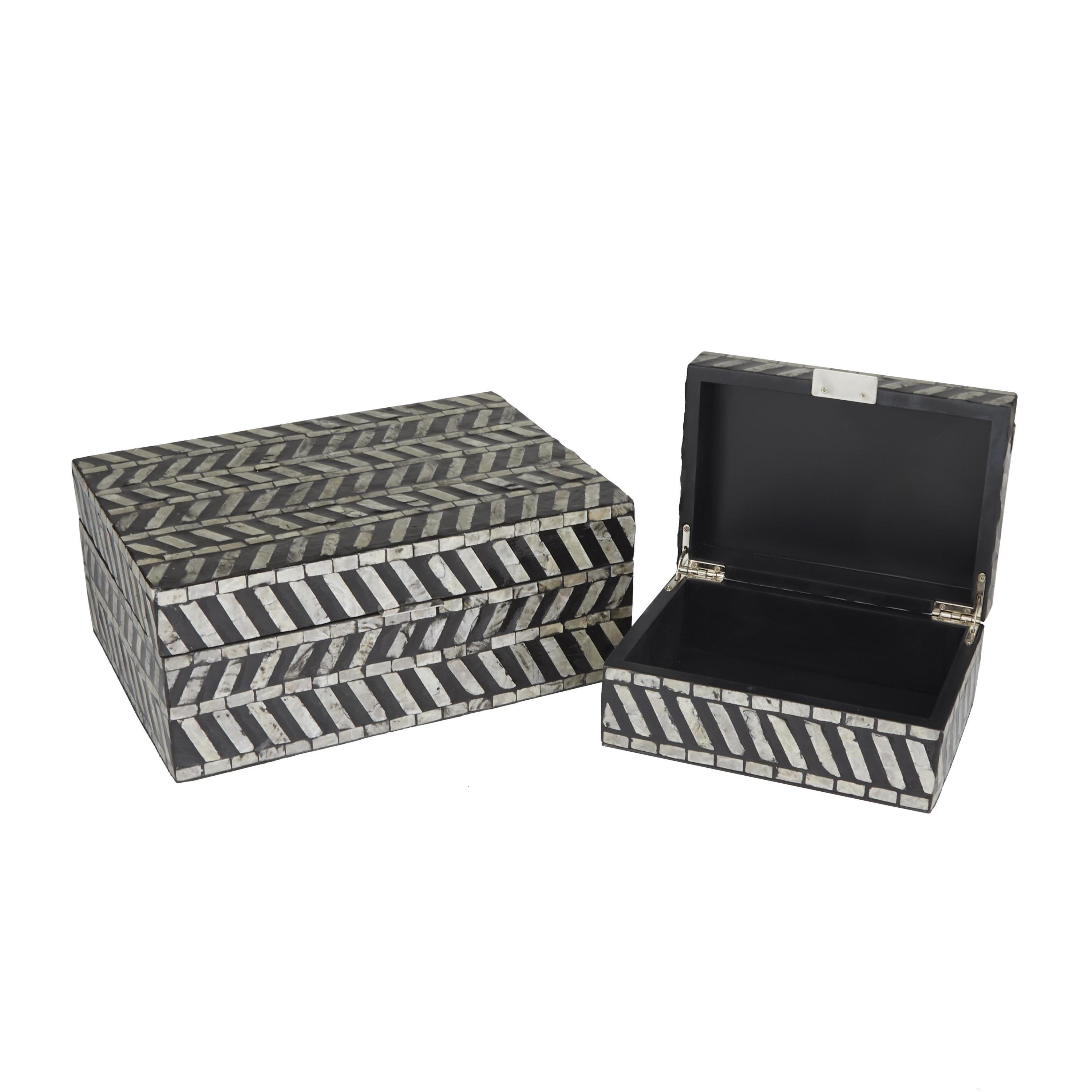 Free Shipping! DecMode Handmade Gray Mother of Pearl Chevron Decorative ...