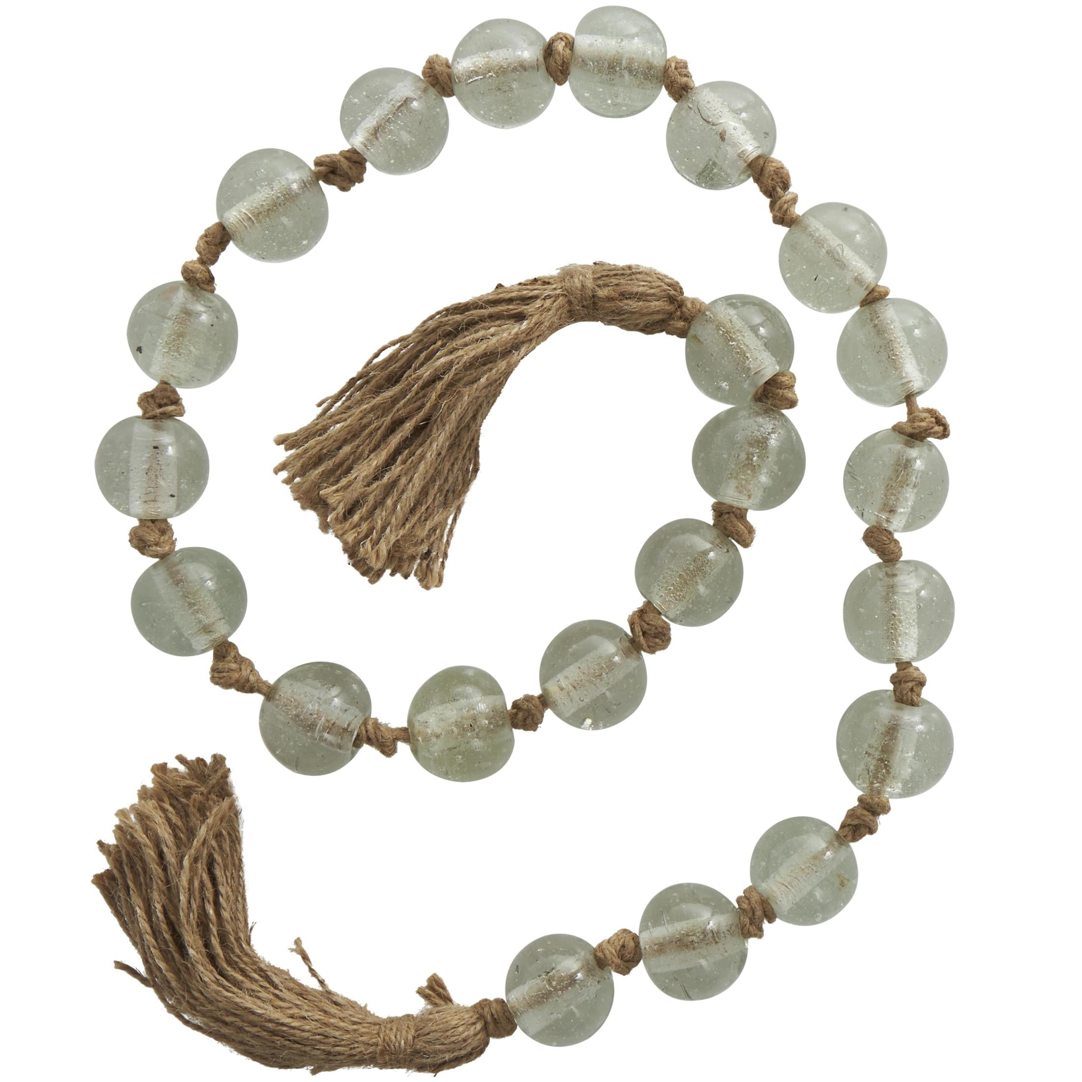 DecMode Handmade Clear Glass Beaded Garland with Tassel and Knotted ...