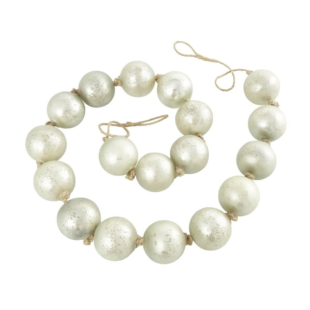 DecMode Handmade Round Extra Long Frosted Orb Beaded Silver Glass ...