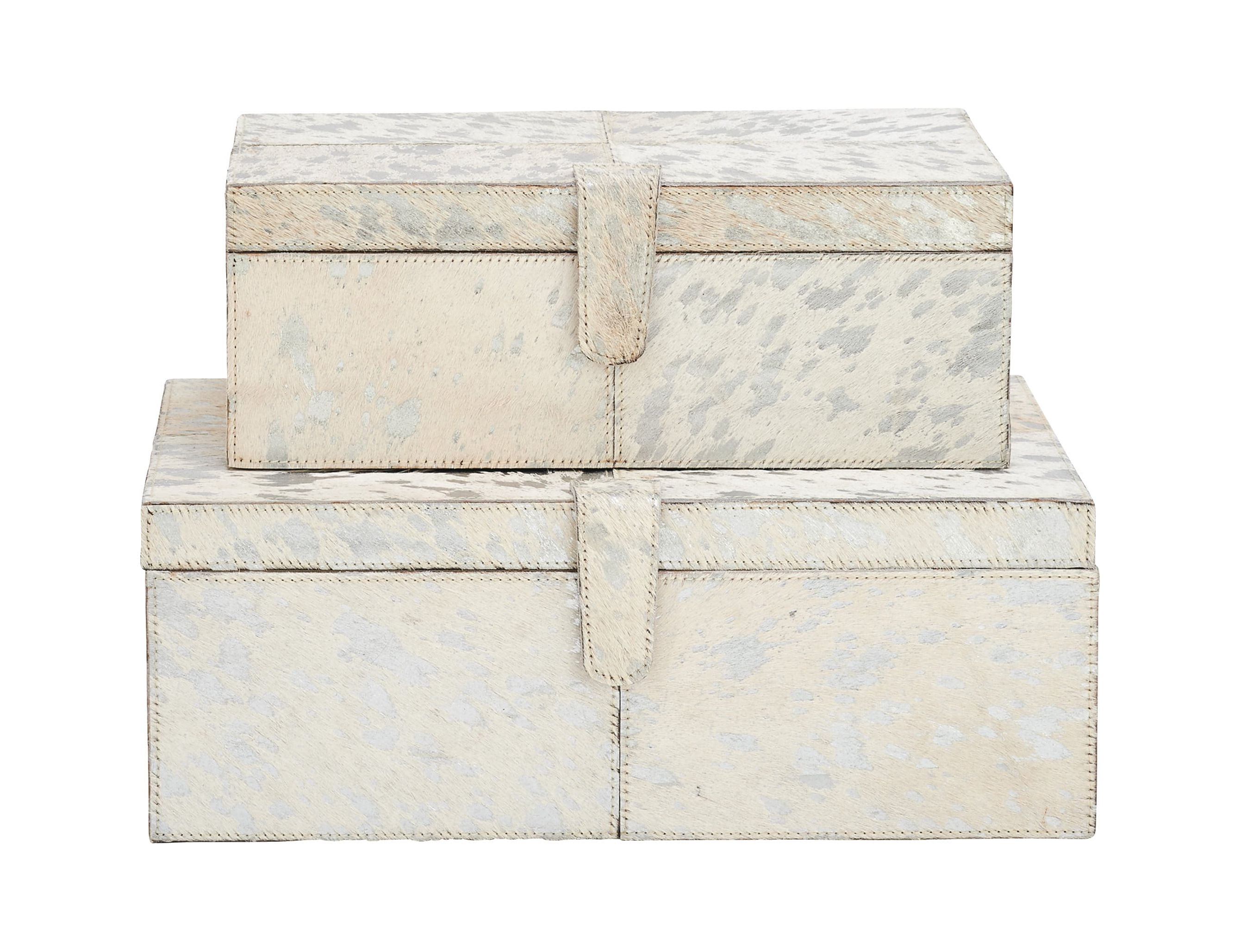 DecMode Handmade Silver Leather Decorative Box with Silver Foil Paint ...