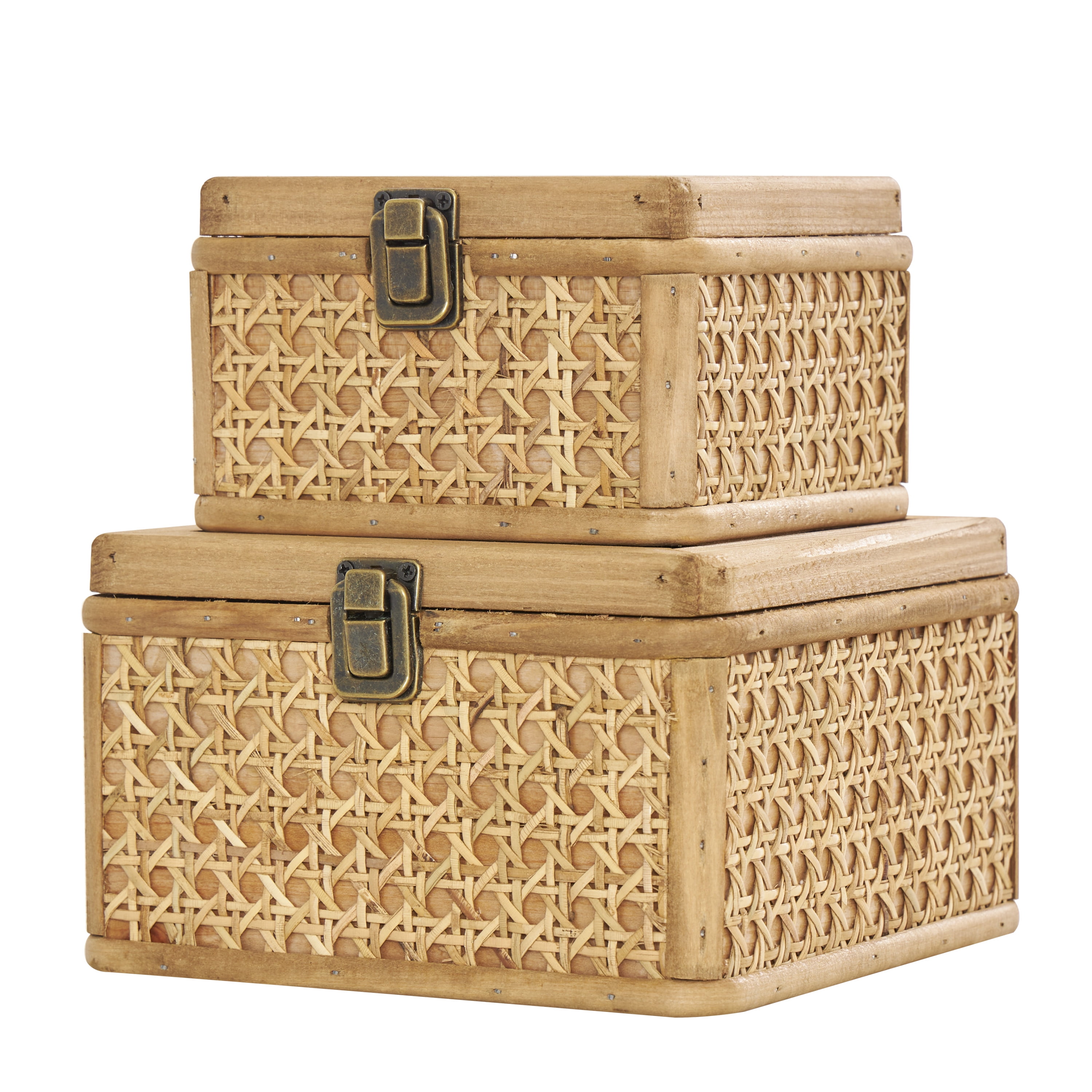 DecMode Woven Rattan Decorative Box - Set of 2 - Walmart.com