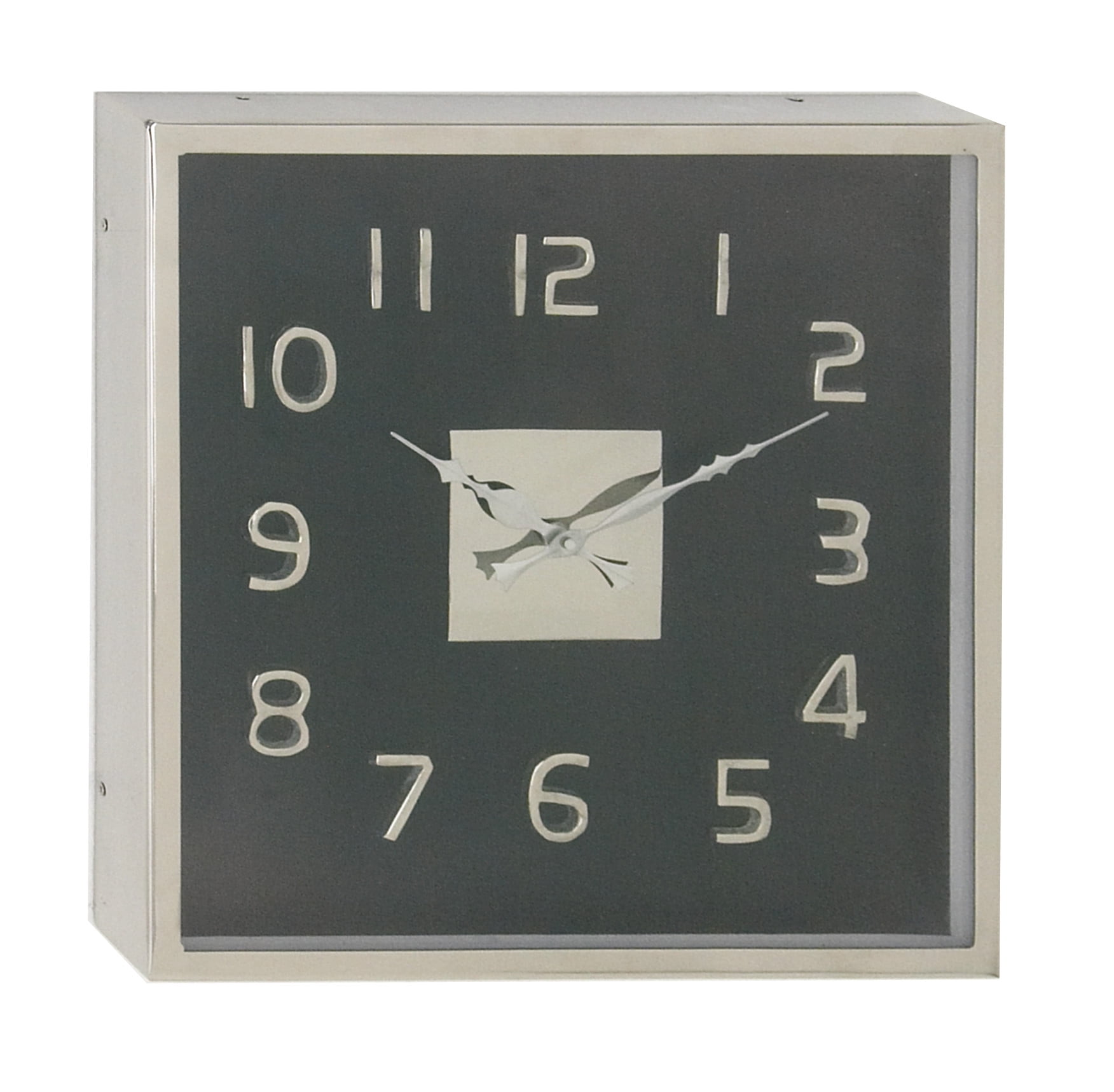 DecMode Indoor 14"W, 14"H Black Analog Square Modern Wall Clock ...