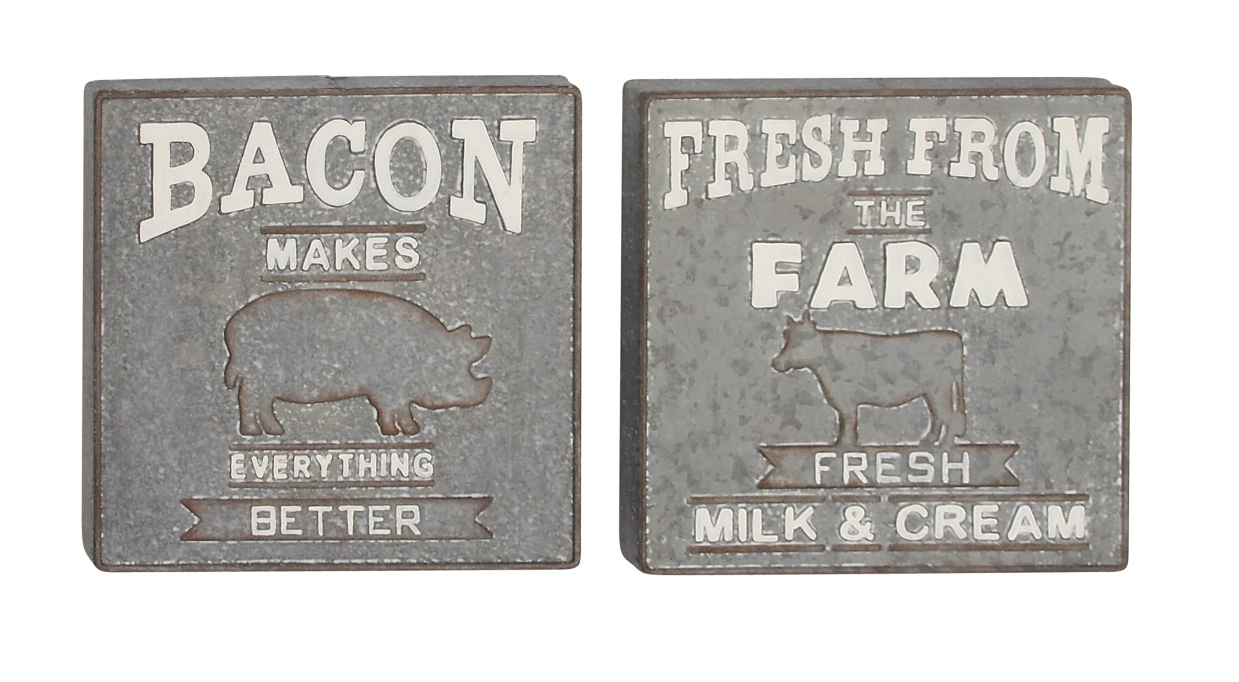DecMode Indoor Grey Metal Farmhouse Sign Wall Decor, Set of 2 - Walmart.com