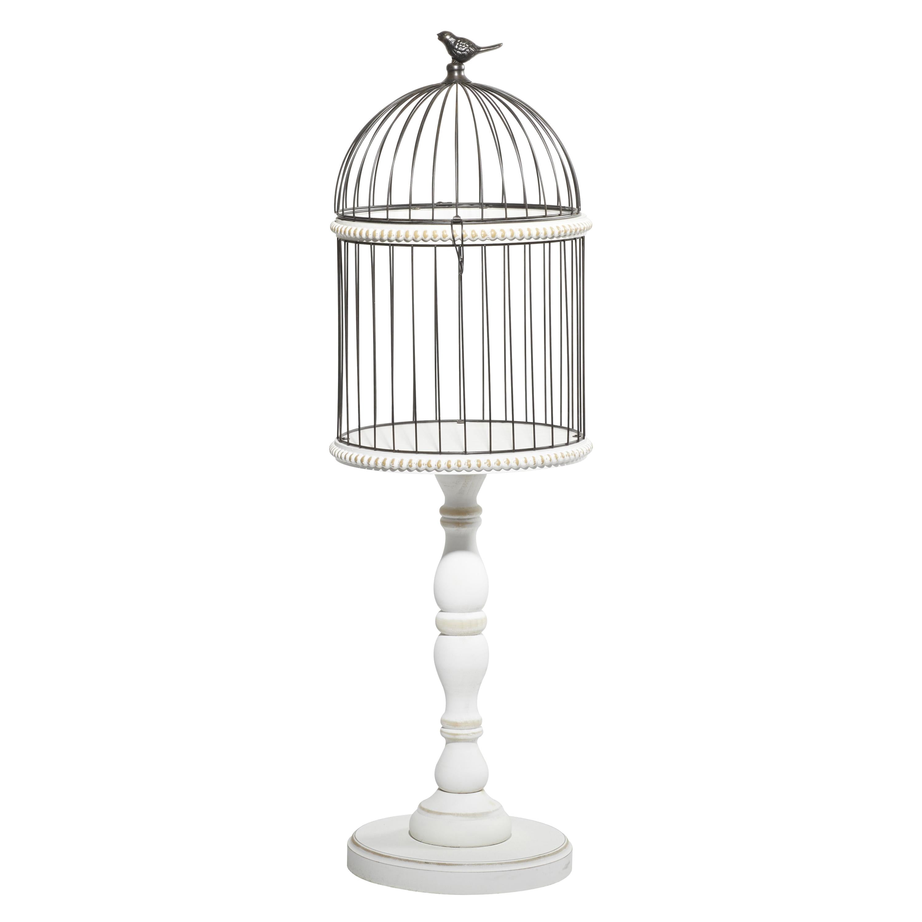 Free Shipping! DecMode Indoor Outdoor Turned Beaded White Wood Birdcage ...