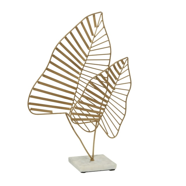 DecMode Iron Glam Gold Metallic Fern Leaf Table Top Décor 11"W x 17"H ...