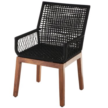 DecMode Wood Handmade Art Deco Lounge Chair with Woven Banana Leaf Seat ...