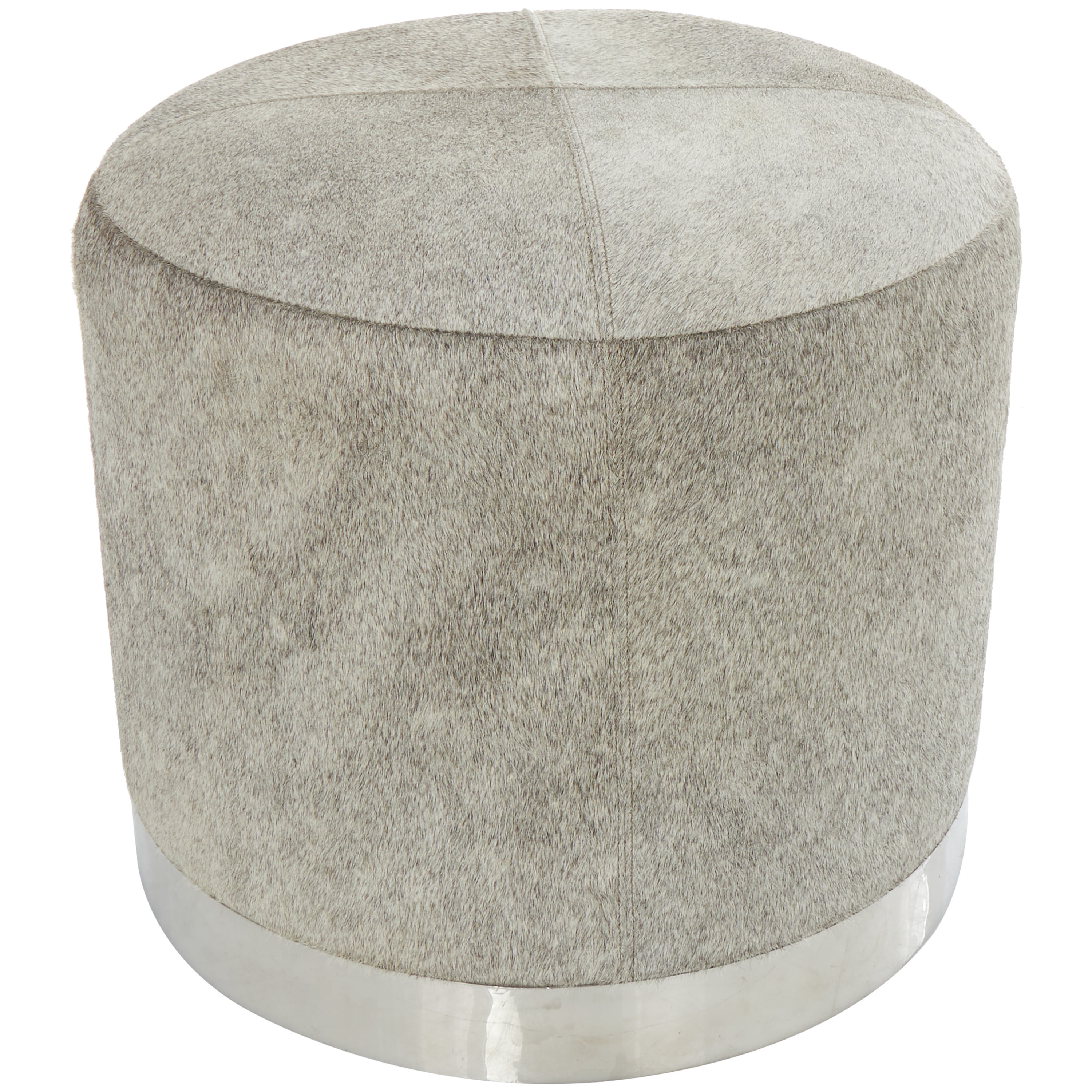 DecMode Leather Patchwork Stool with Silver Metal Base, Gray - Walmart.com