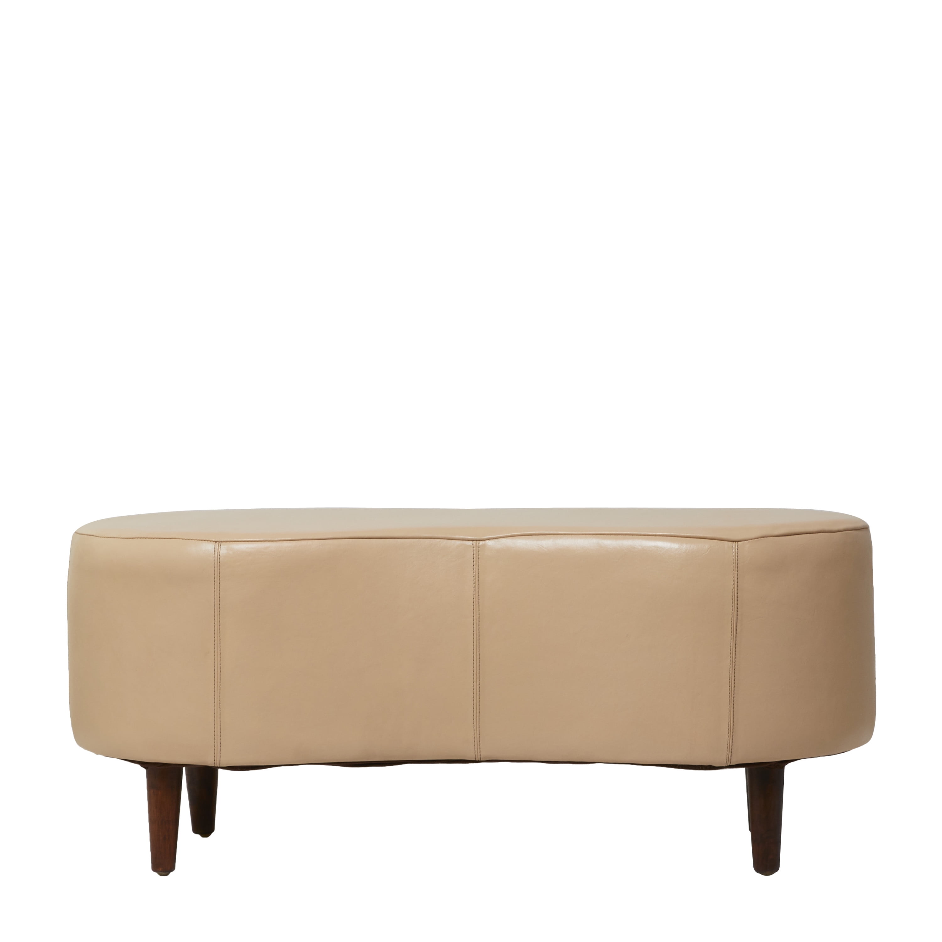 DecMode Leather Upholstered Curved Bench with Tapered Wooden Legs ...