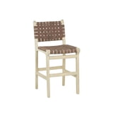 DecMode Mango Wood Handmade Woven Bar Stool with Backrest and Footrest ...