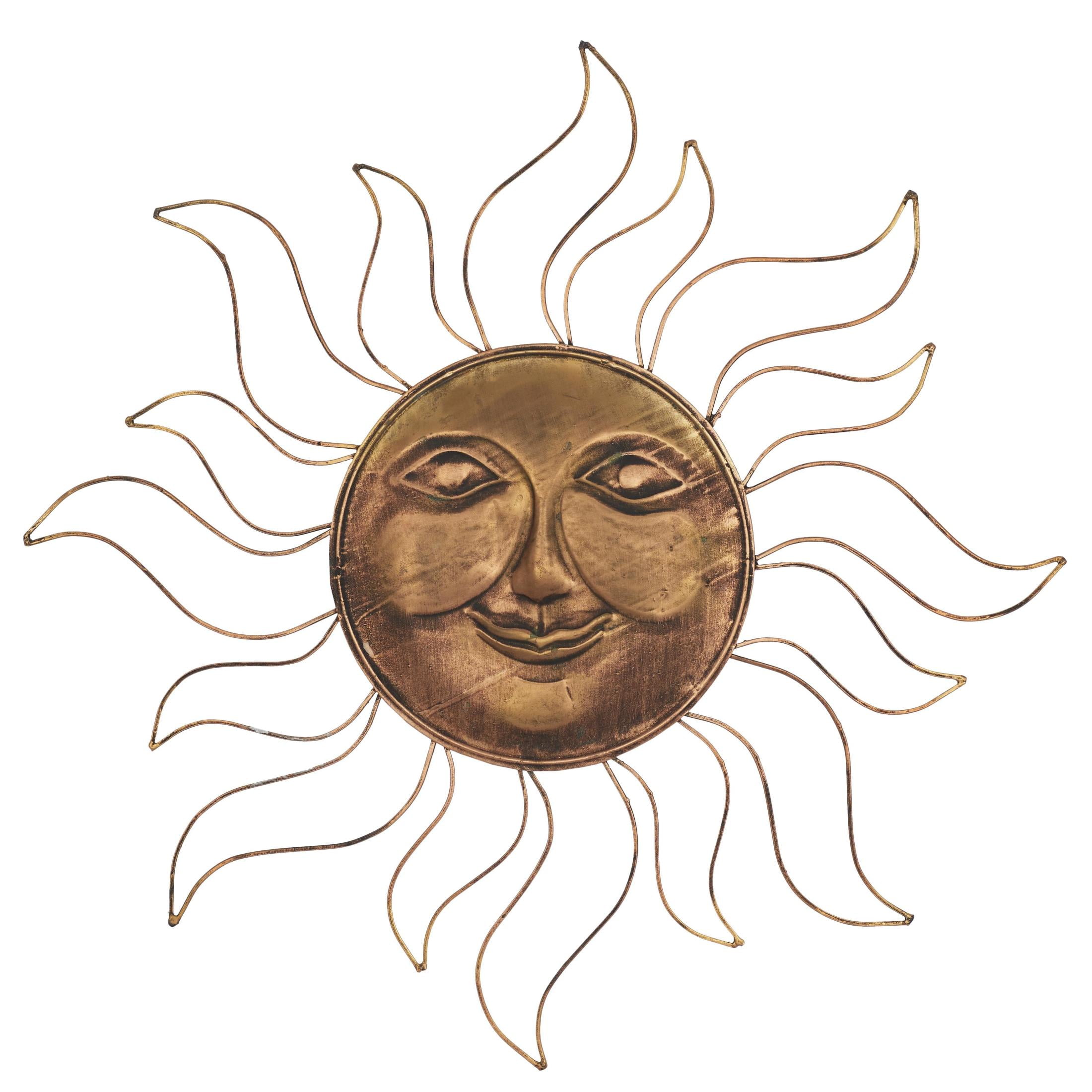 DecMode Metal Eclectic Celestial "Sun Face" Designed Wall Décor with ...