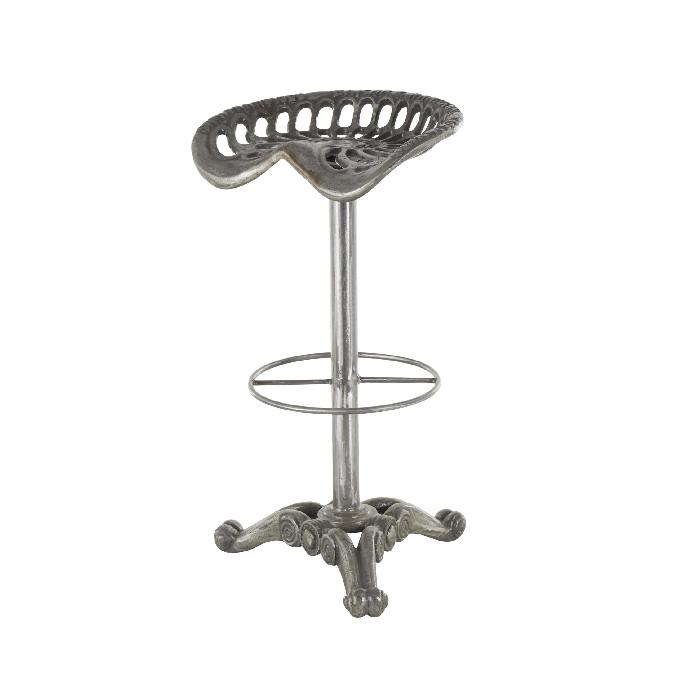 DecMode Metal Scroll Weathered Antique Cast Iron Bar Stool with Cutout ...