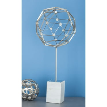 22" x 27" Gold Metal Plate Geometric Sculpture with Wood Stand, by ...