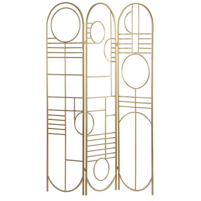 DecMode Modern 3 Panel Metal Room Divider Screen with Geometric Pattern ...