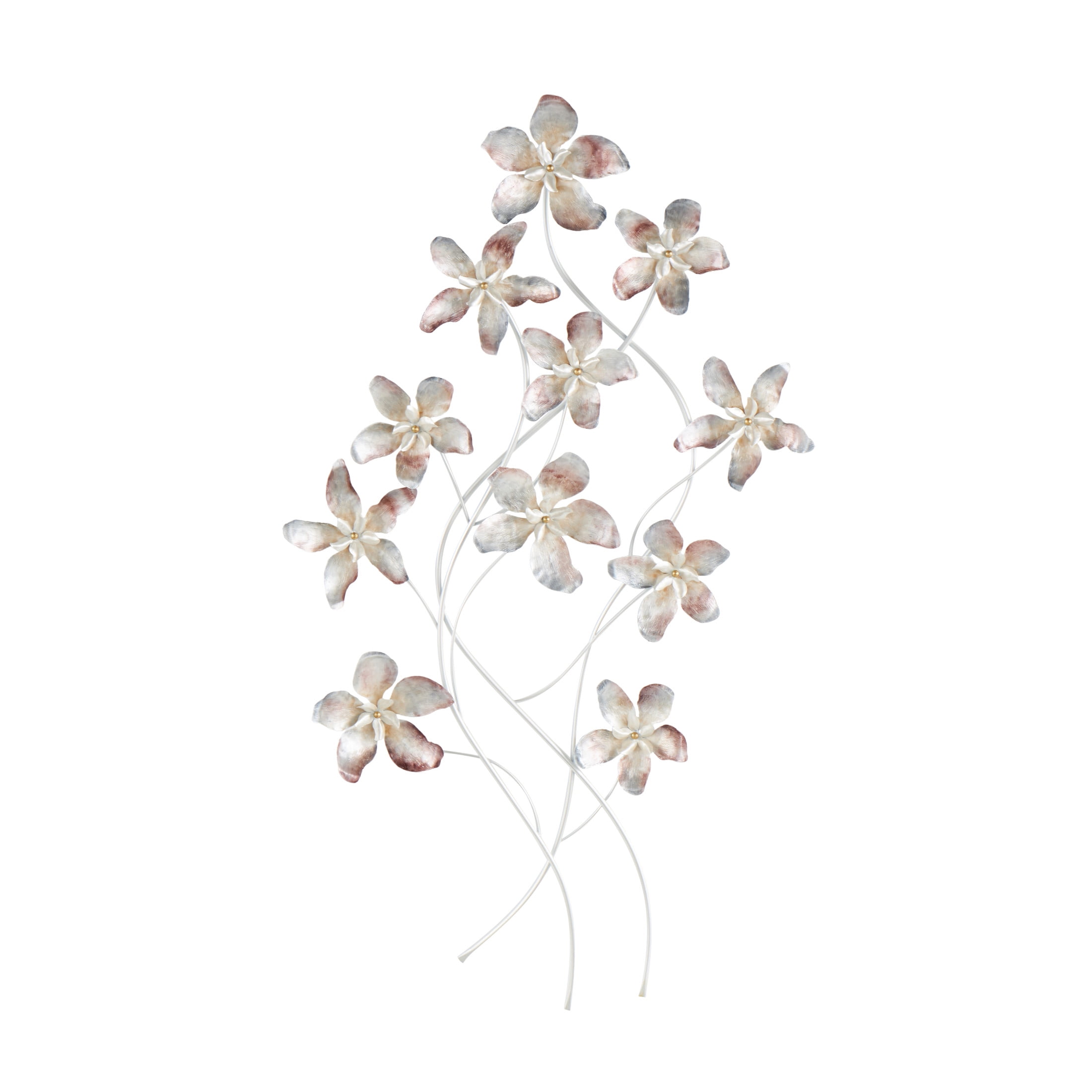 DecMode Multi Colored Metal Floral Wall Decor with Silver Stems ...