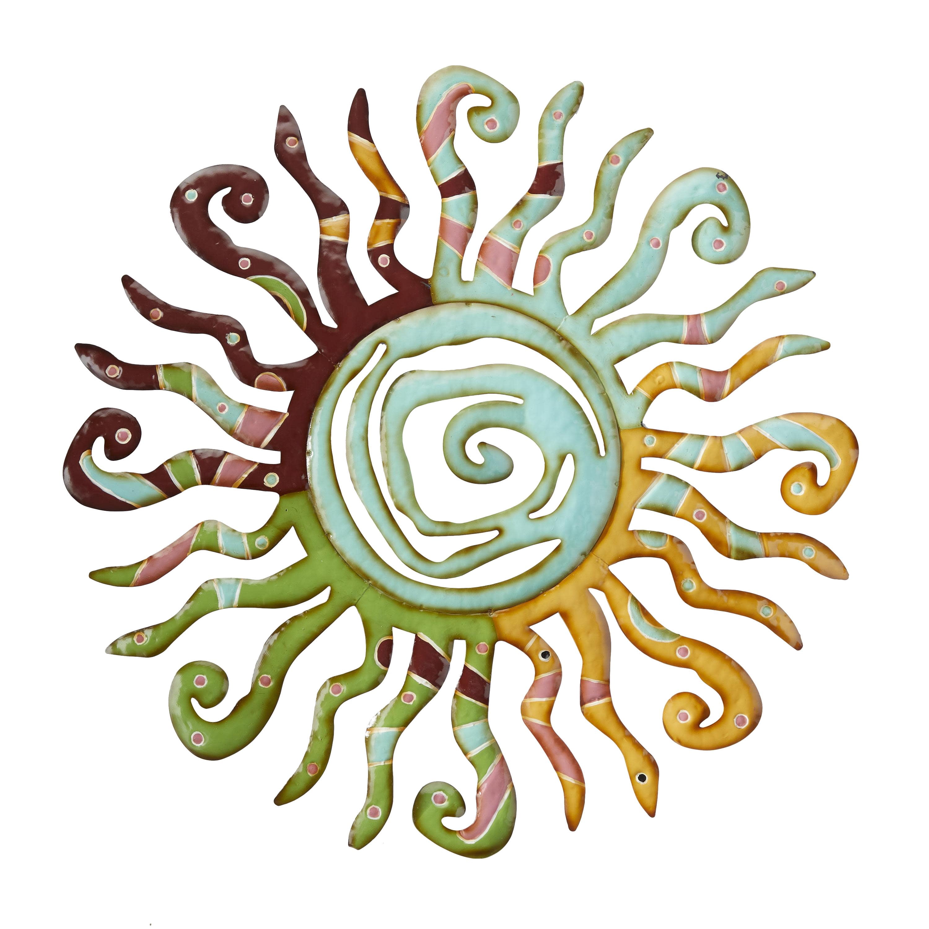 DecMode Multi Colored Metal Indoor Outdoor Sun Wall Decor with Abstract ...