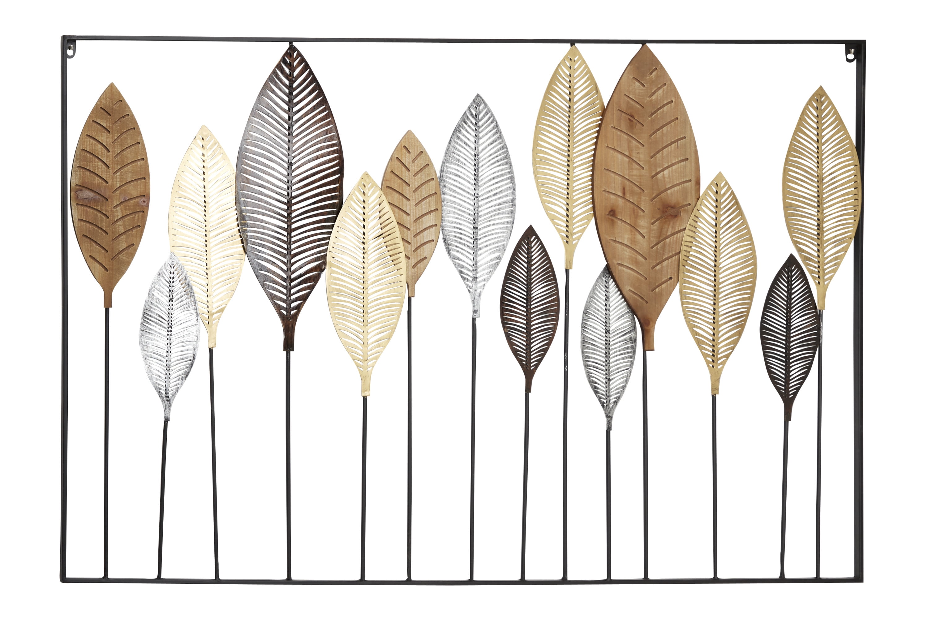 DecMode Multi Colored Metal Tall Cut-Out Leaf Wall Decor with Intricate ...