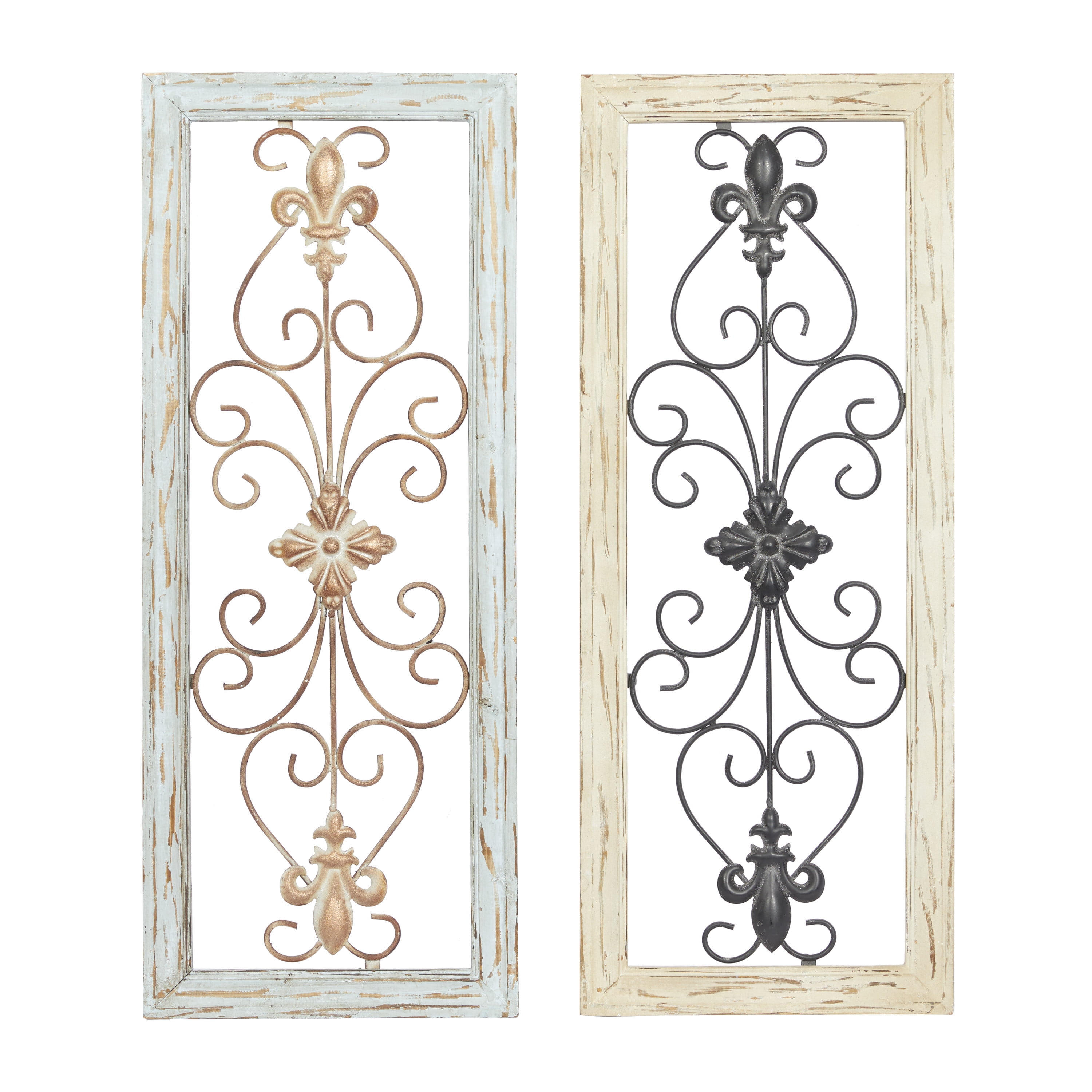 DecMode Multi Colored Wood Arabesque Scroll Wall Decor (2 Count ...