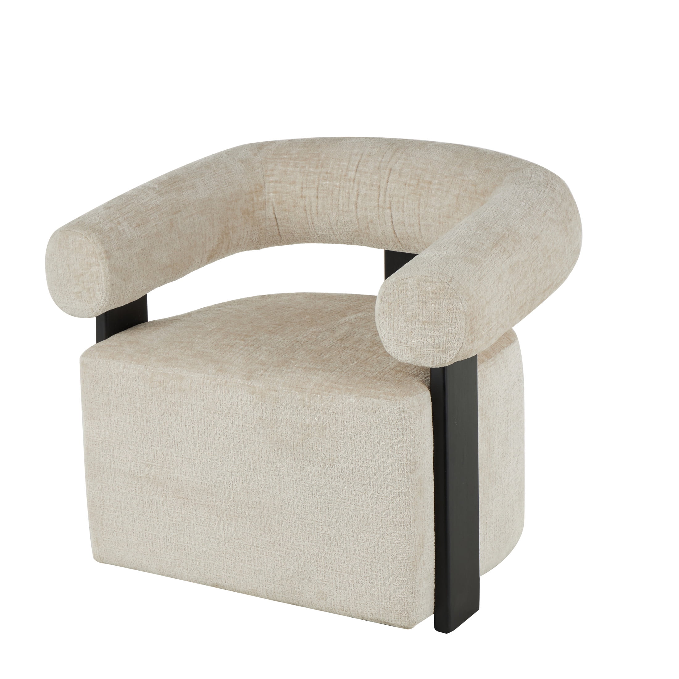 DecMode Polyester Curved Back Lounge Chair with Black Wood Support ...