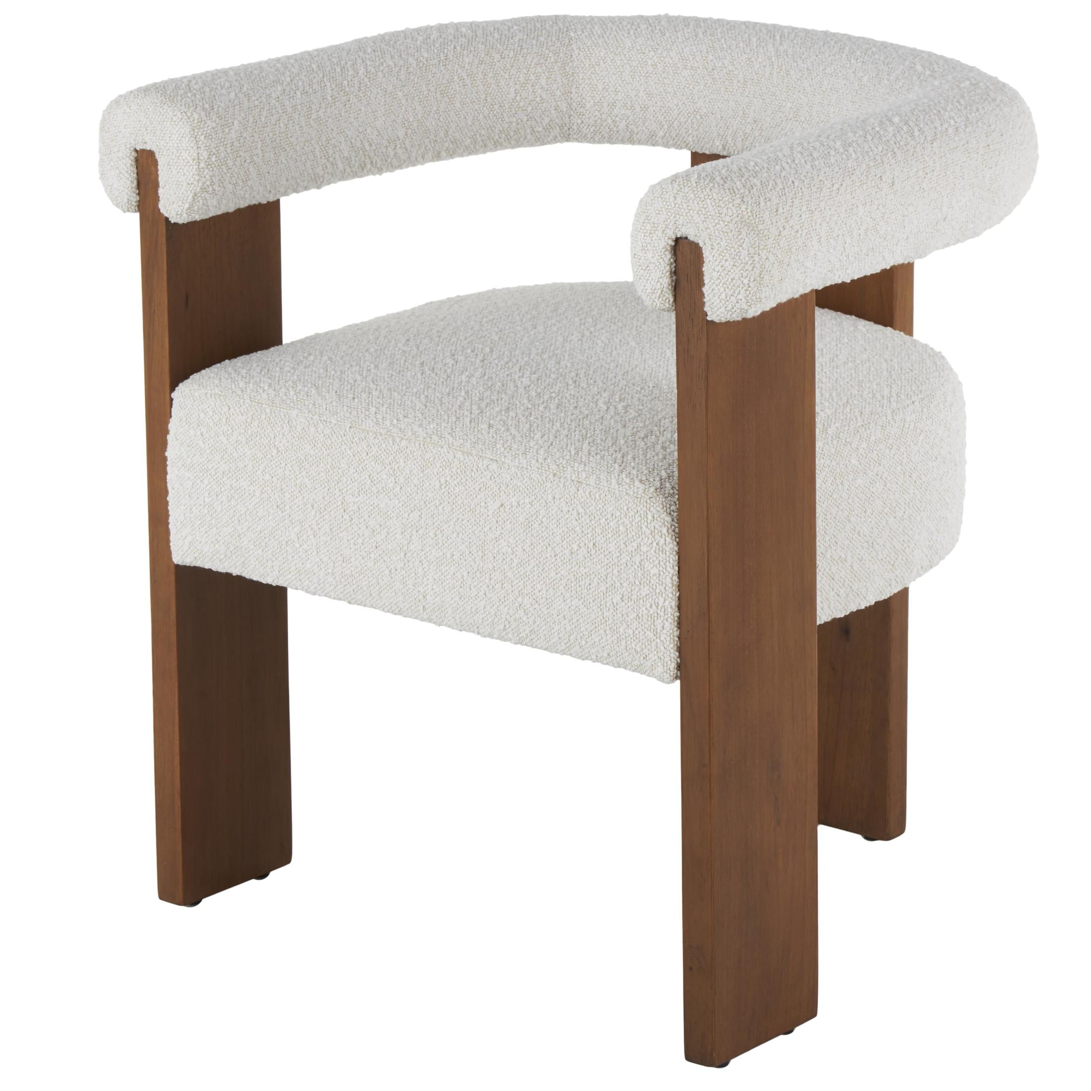 DecMode Polyester Curved Mid Century Modern Boucle Lounge Chair Brown ...