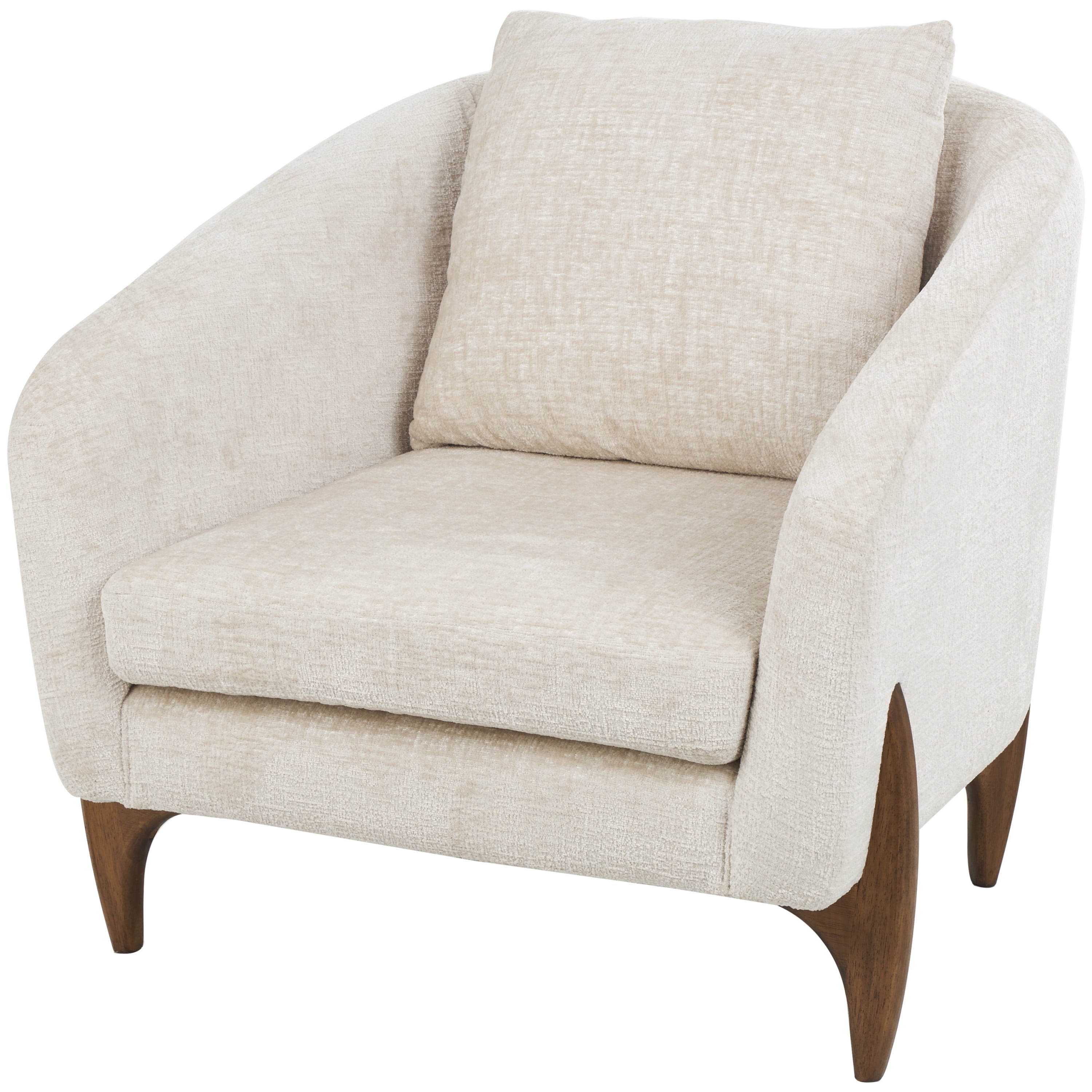 DecMode Polyester Rounded Boucle Lounge Chair with Brown Wooden Legs ...