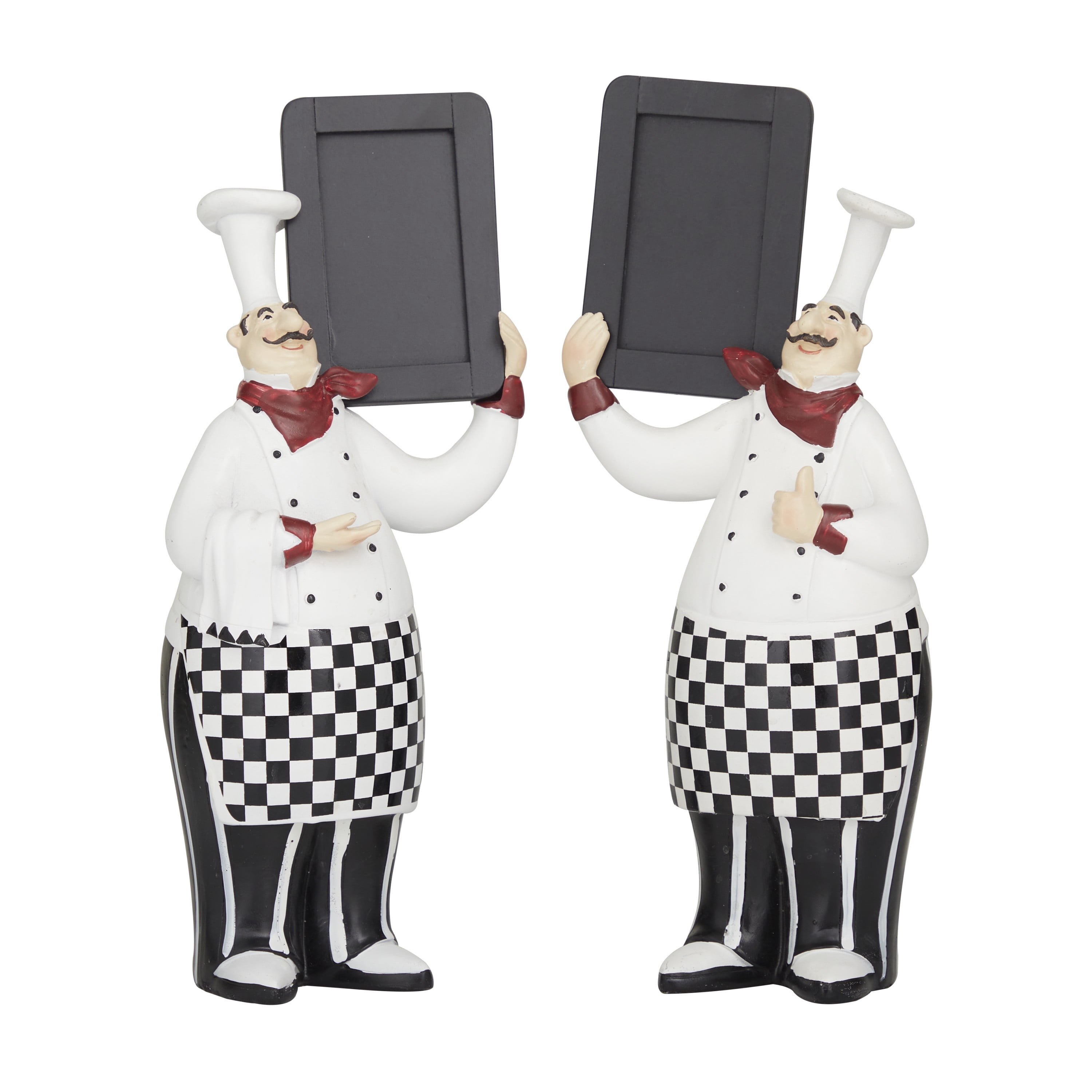 DecMode Jovial Smiling Chefs Sculpture Set - White Chef Figurines - 2 ...
