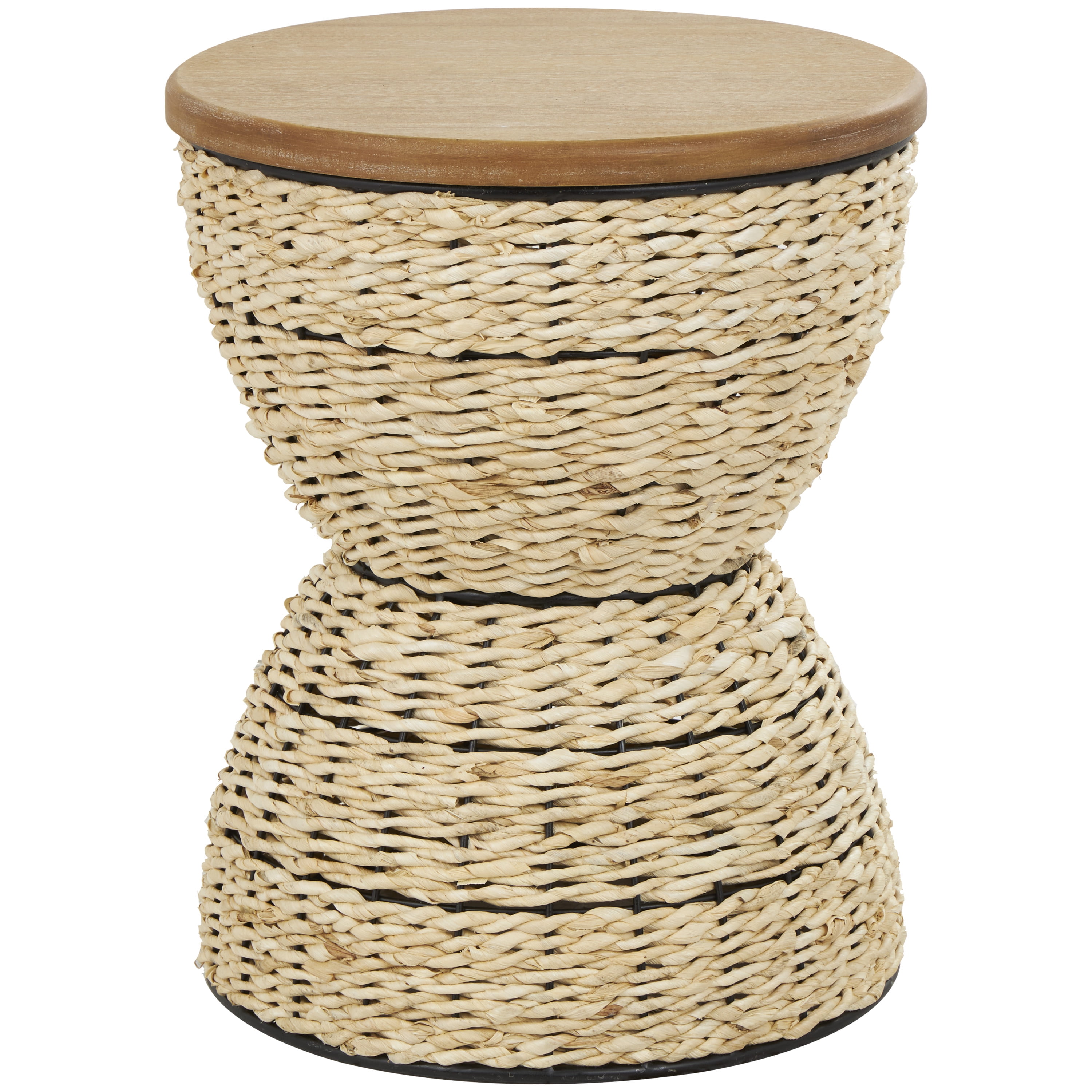 DecMode Rattan Woven Stool - Bohemian Style Table - Brown - Walmart.com