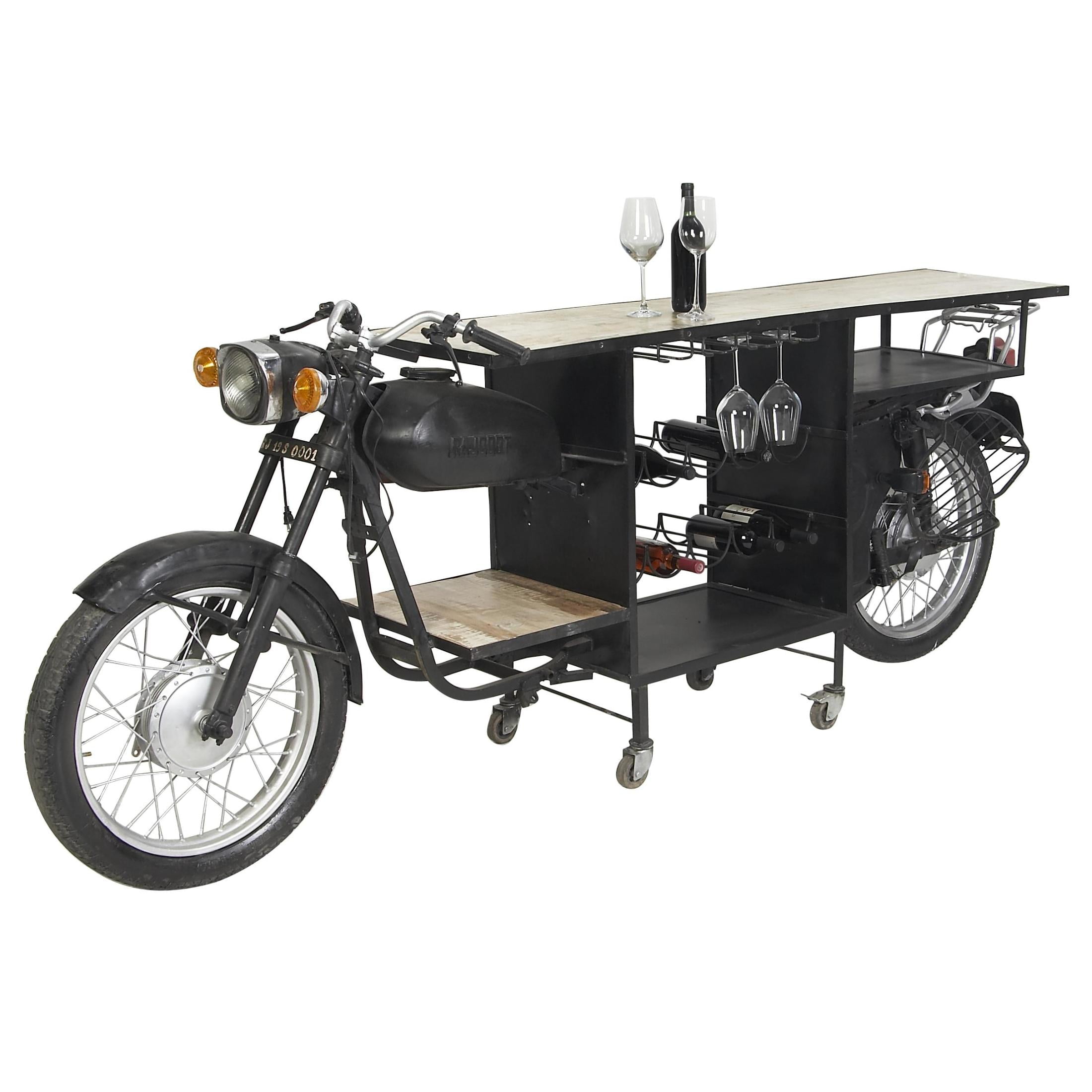 DecMode Rustic Black Metal Racer Style Motorcycle Bar, 105"W x 38"H ...