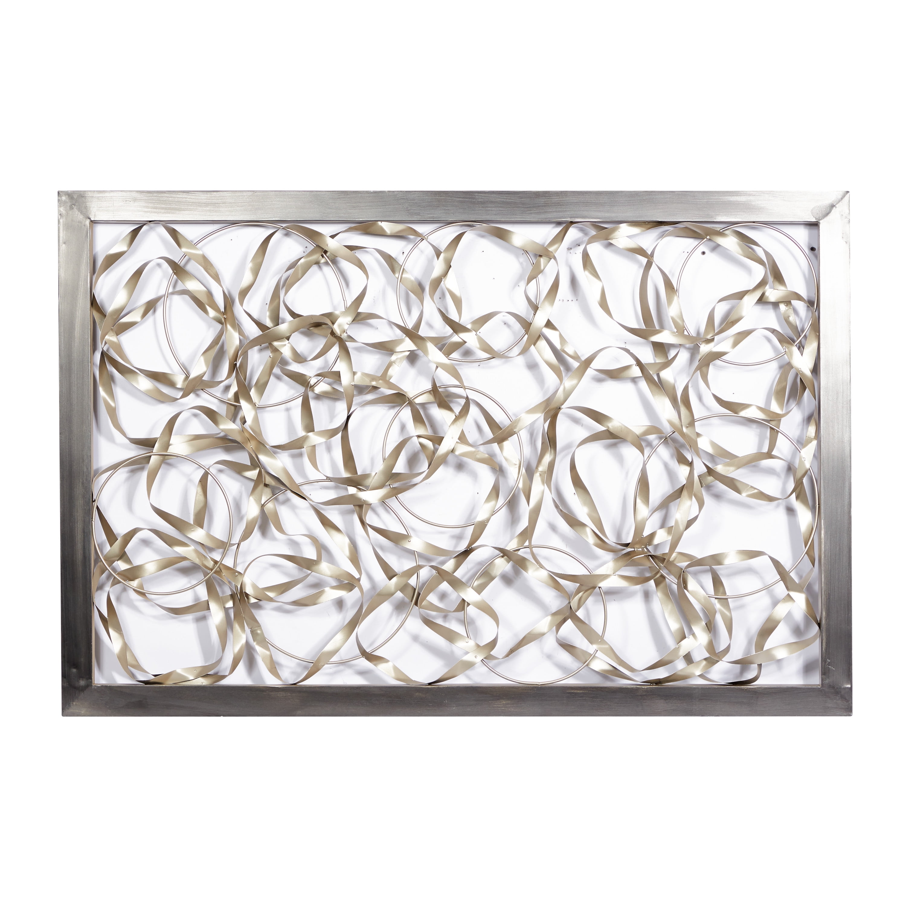 DecMode Silver Metal Coiled Ribbon Abstract Wall Decor with Black Frame ...