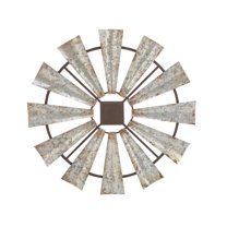 Zeckos Galvanized Metal Half-Windmill Wall Sculptures 34 inch Set of 2 ...