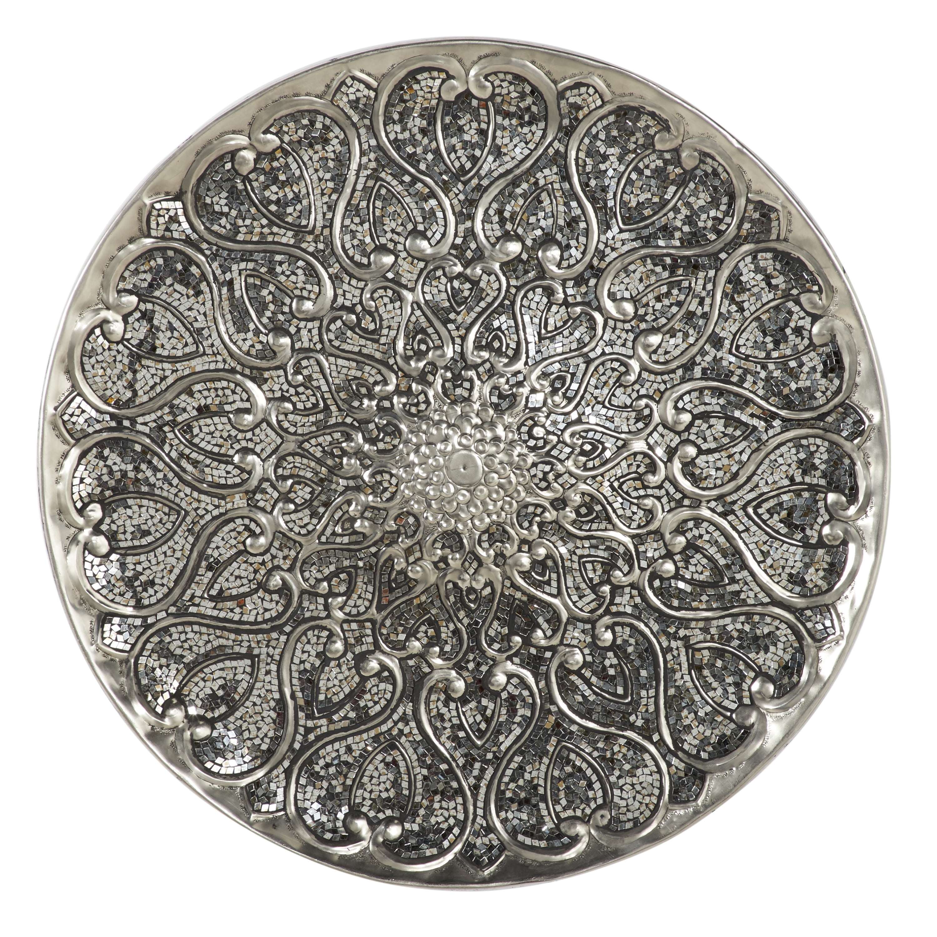 DecMode Silver Metal Plate Wall Decor with Embossed Details - Walmart.com