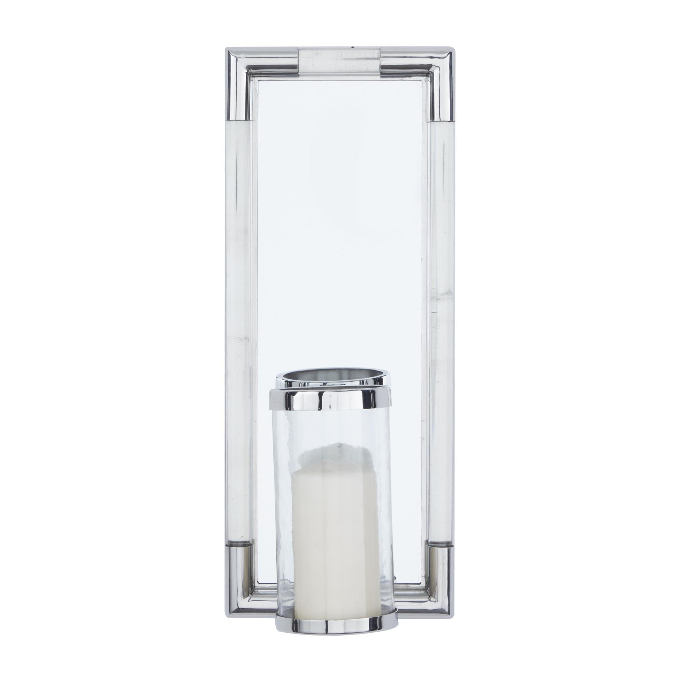 DecMode Silver Stainless Steel Metal Geometric Pillar Wall Sconce with ...