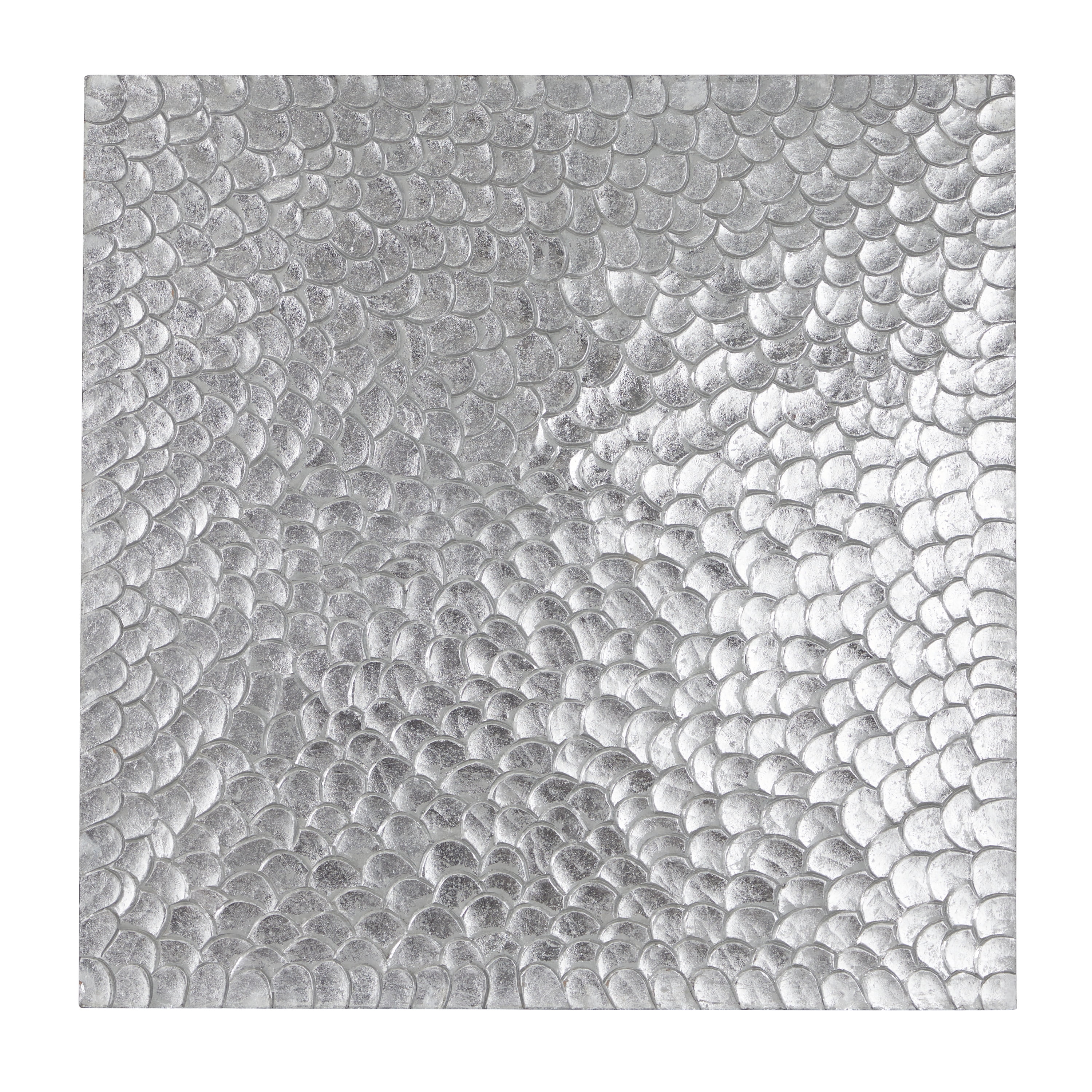 DecMode Silver Wood Carved Scales Abstract Wall Decor with Hammered ...